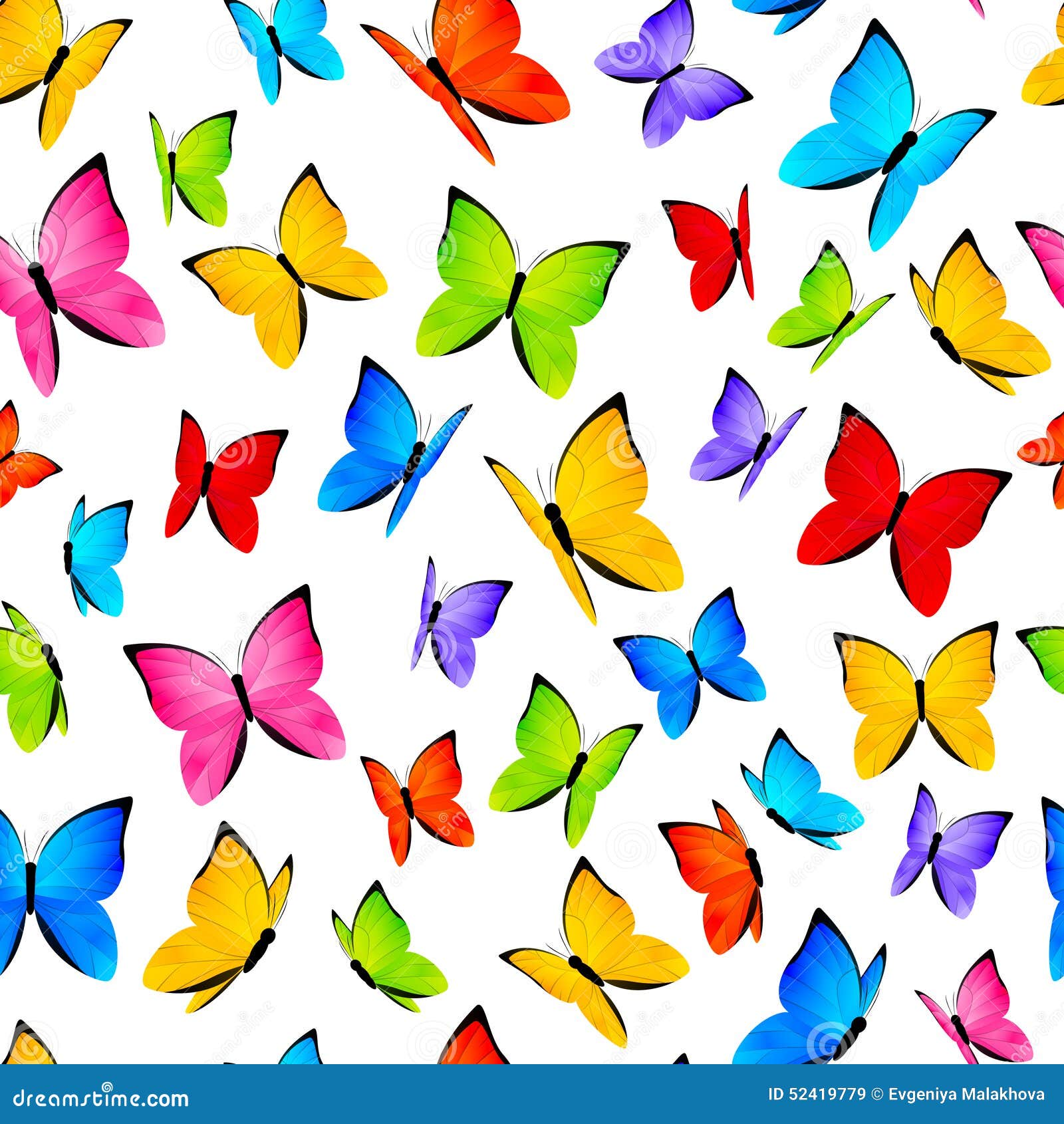 Seamless Pattern with Color Butterflies Stock Vector - Illustration of ...