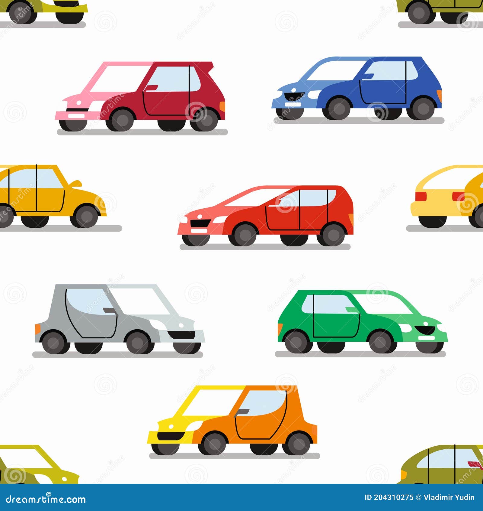 Seamless Pattern with Color Cars Stock Vector - Illustration of auto ...