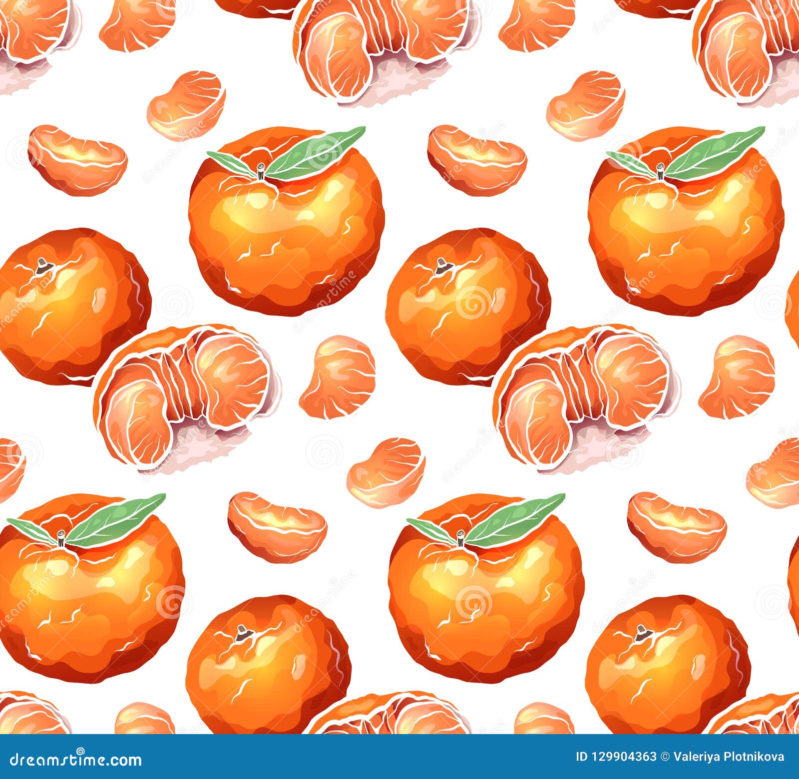 Seamless Pattern of Color Cartoon Illustrations of Mandarin and Citrus ...