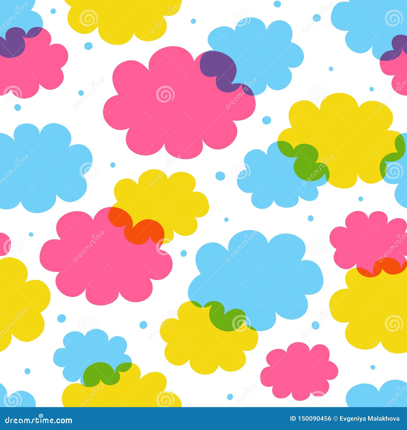 Seamless Pattern with Color Clouds on White Stock Vector - Illustration ...