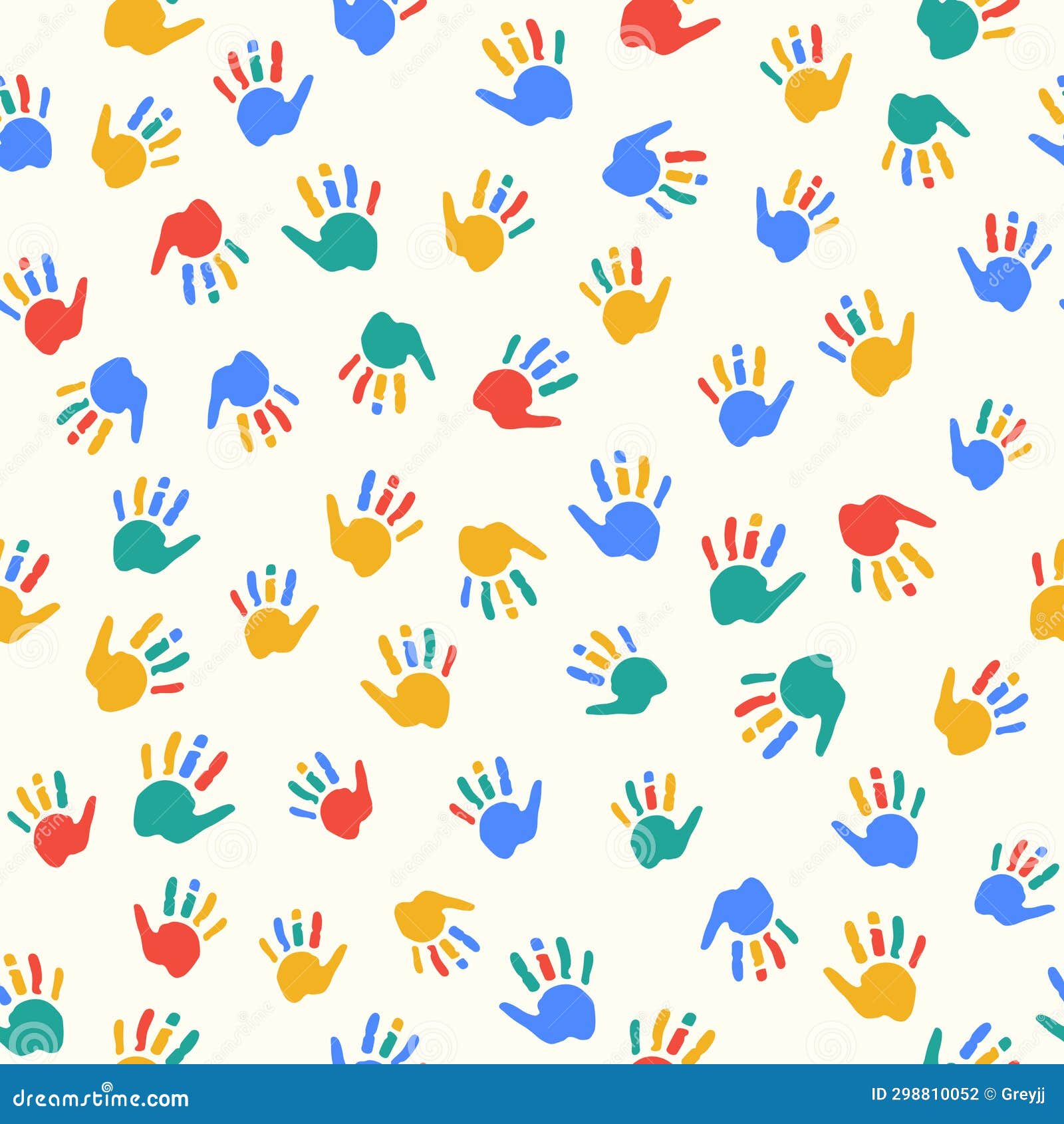 Seamless Pattern of Color Hand-prints Stock Illustration - Illustration ...
