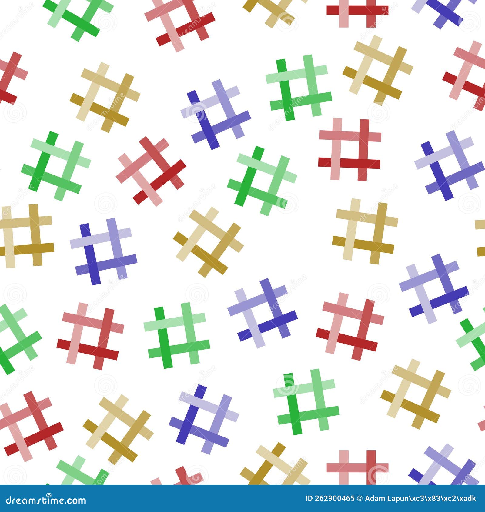 Seamless Pattern of Color Hashtags White Backgound Stock Vector ...