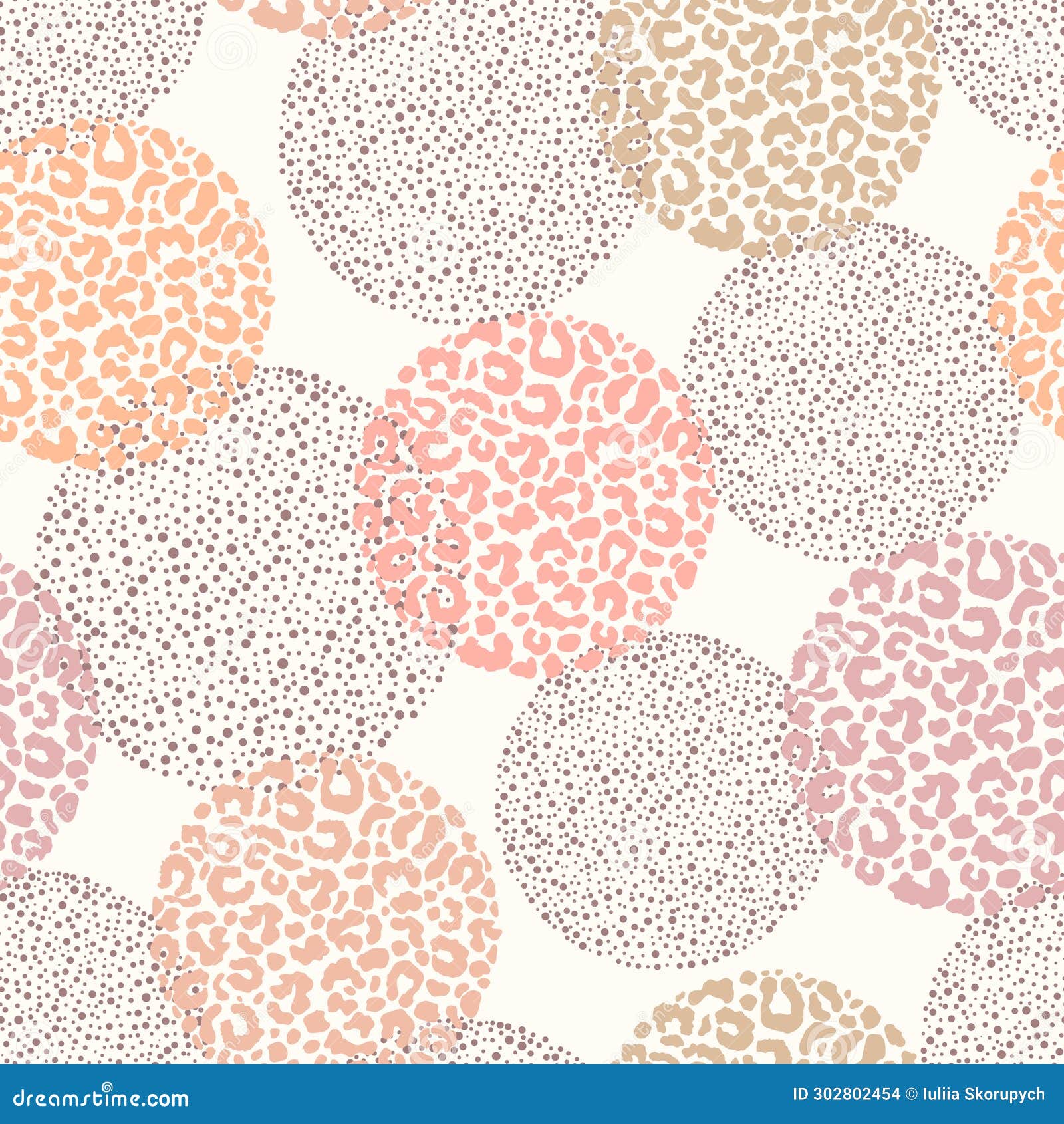 Seamless Pattern with Color Leopard Print Circles on White Background ...