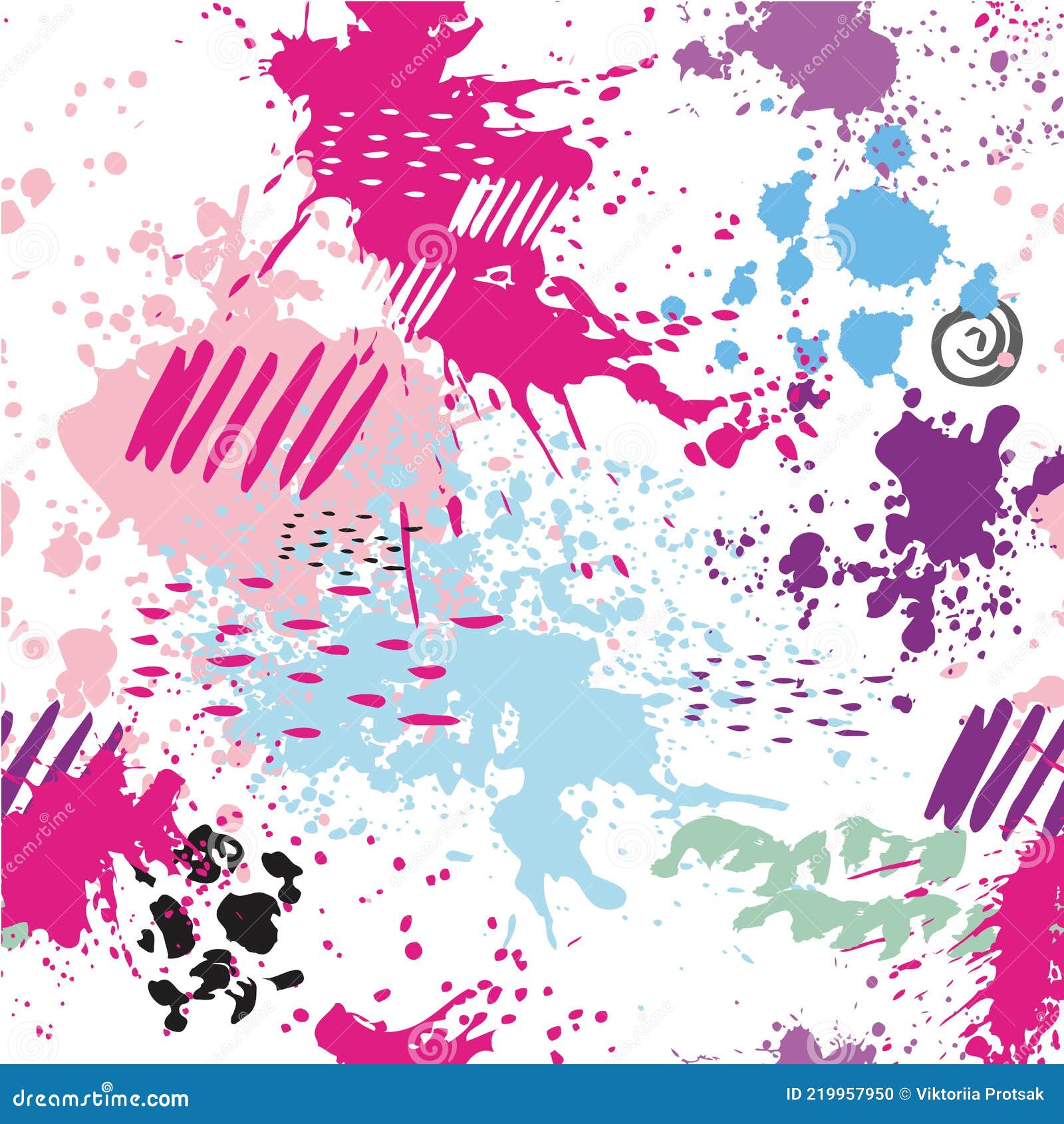 Seamless Pattern with Color Paint Splashes Stock Vector - Illustration ...