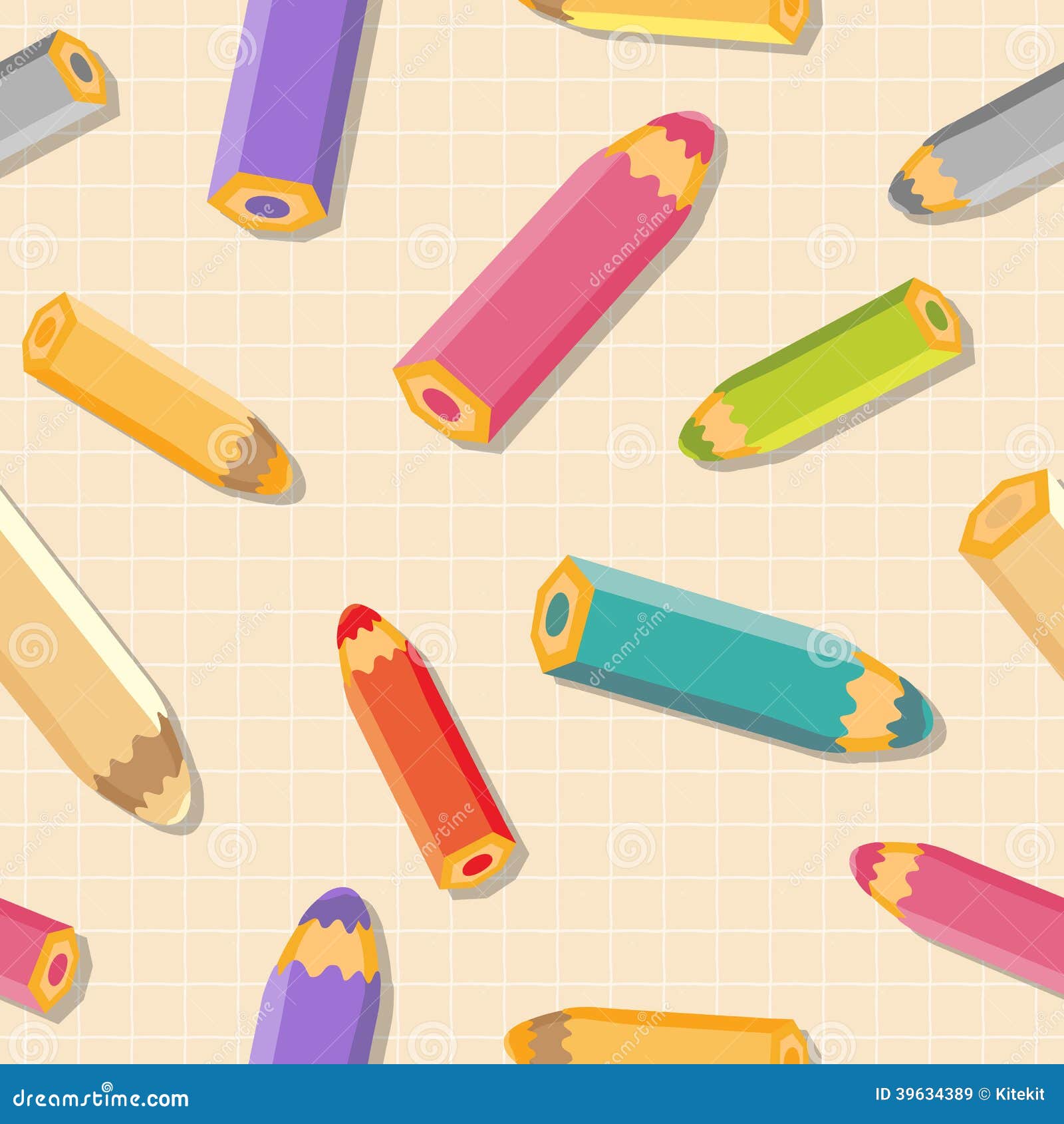 Seamless Pattern with Color Pencils. Light Checkered Background Stock ...