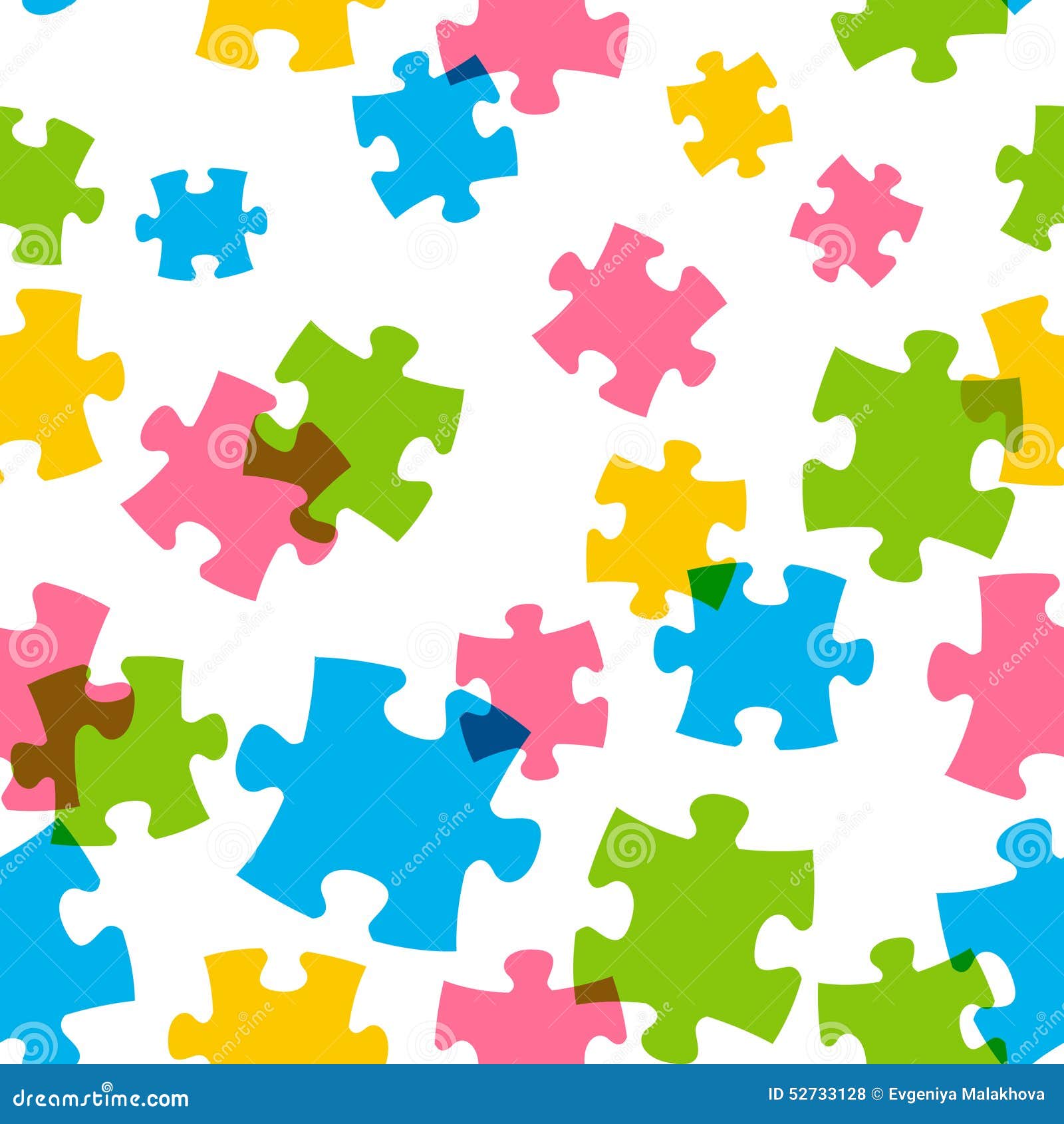 Seamless Pattern with Color Puzzle Stock Vector - Illustration of pink ...