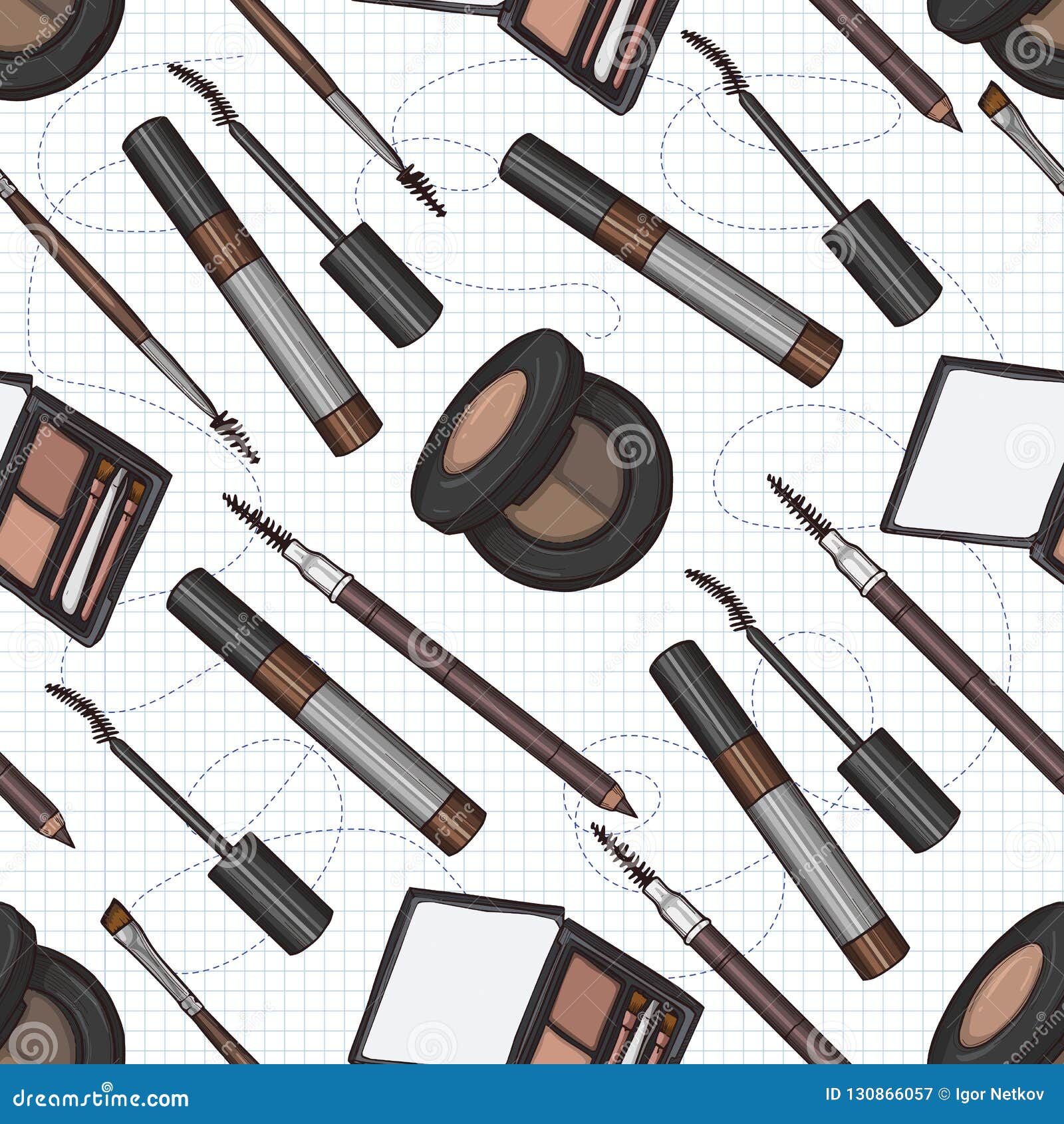 Seamless Pattern of Color Set Makeup Products Stock Vector ...