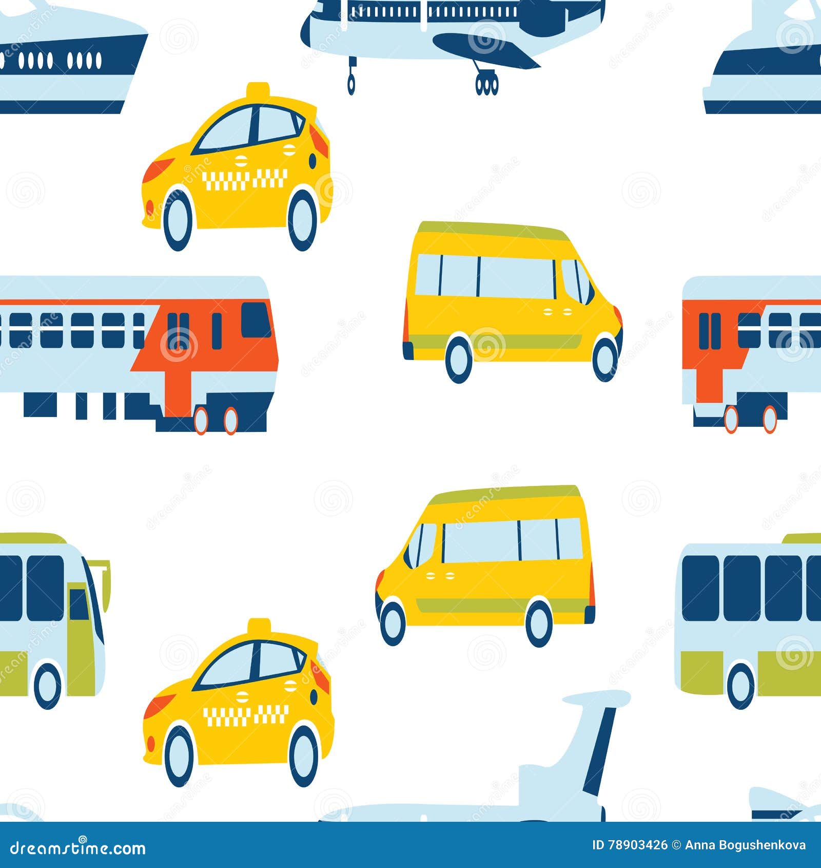 Seamless Pattern with Color Transport Concept Stock Illustration ...