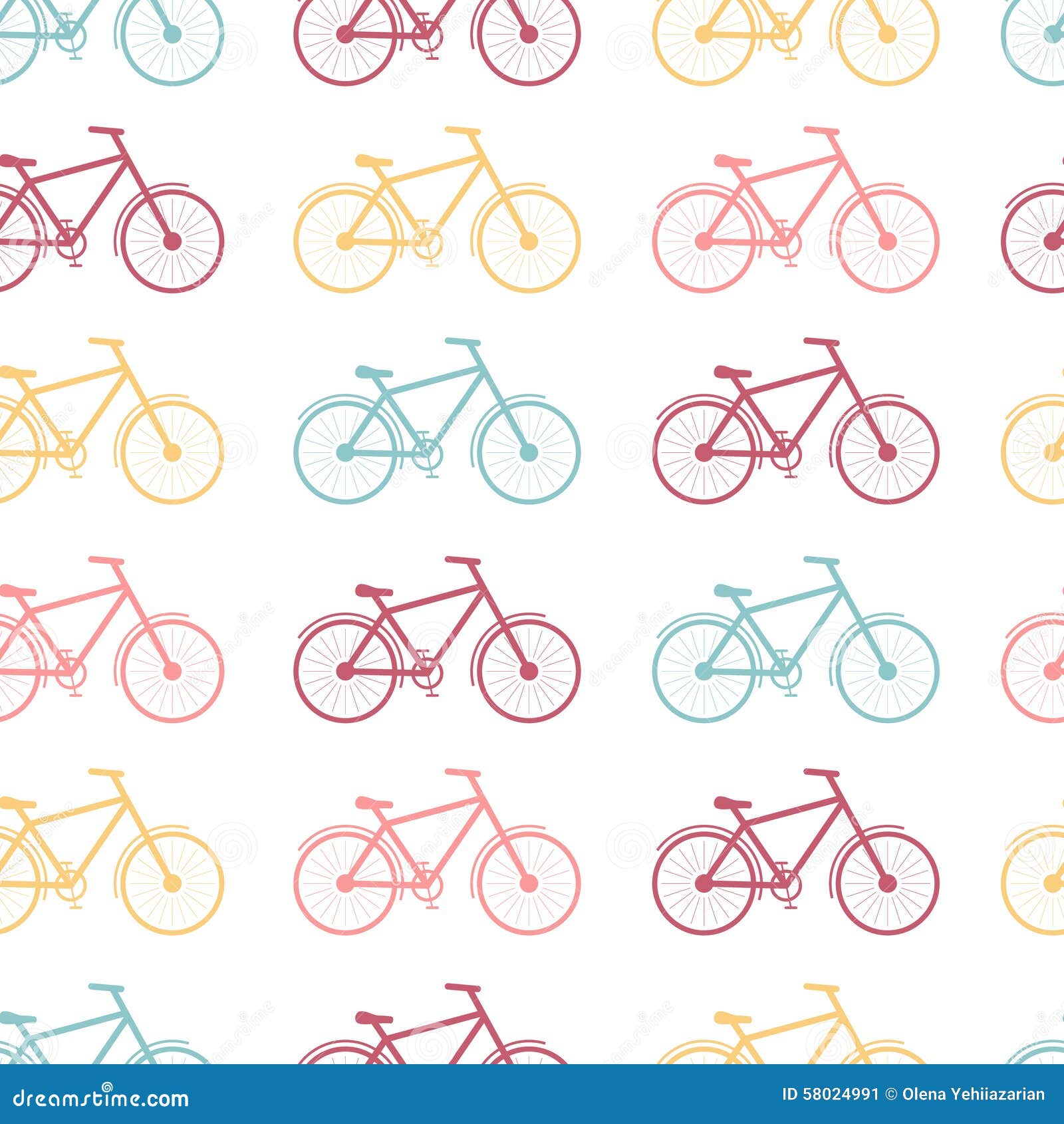 Seamless Pattern of Colored Bicycles Stock Vector - Illustration of ...