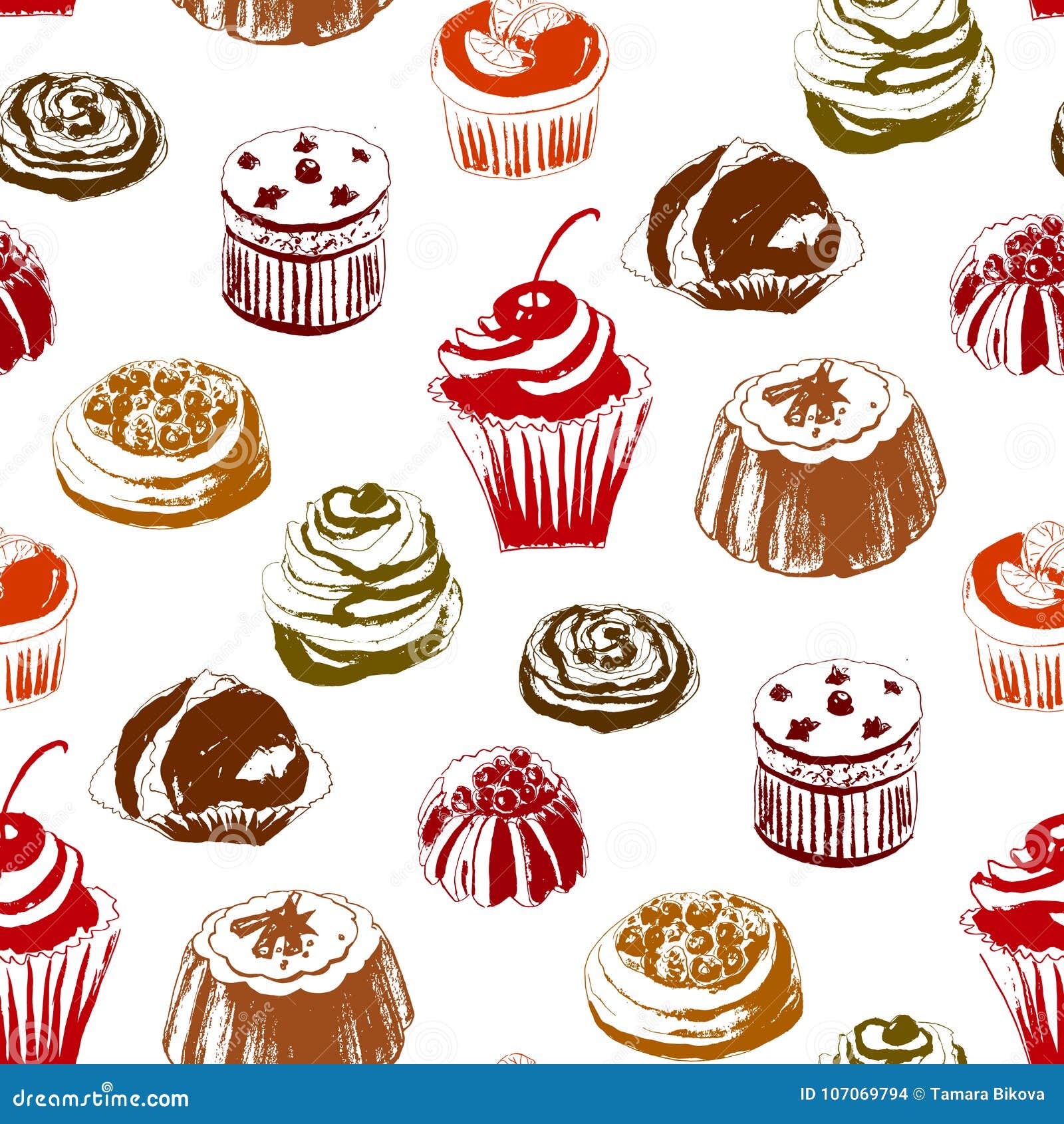Seamless Pattern with Colored Cakes. Vector Illustration Stock ...