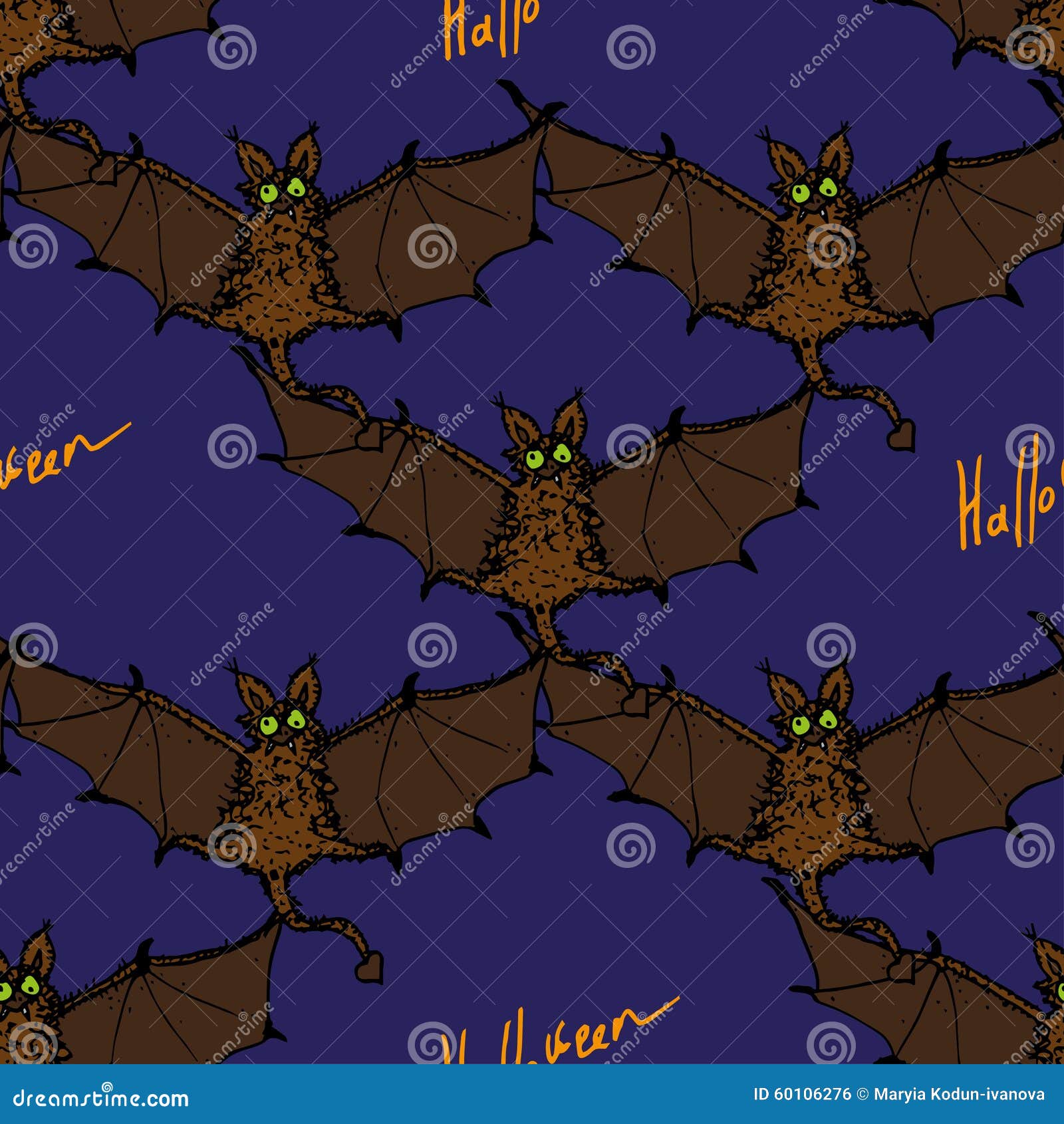 Seamless Pattern with Colored Cartoon Bat Stock Vector - Illustration ...