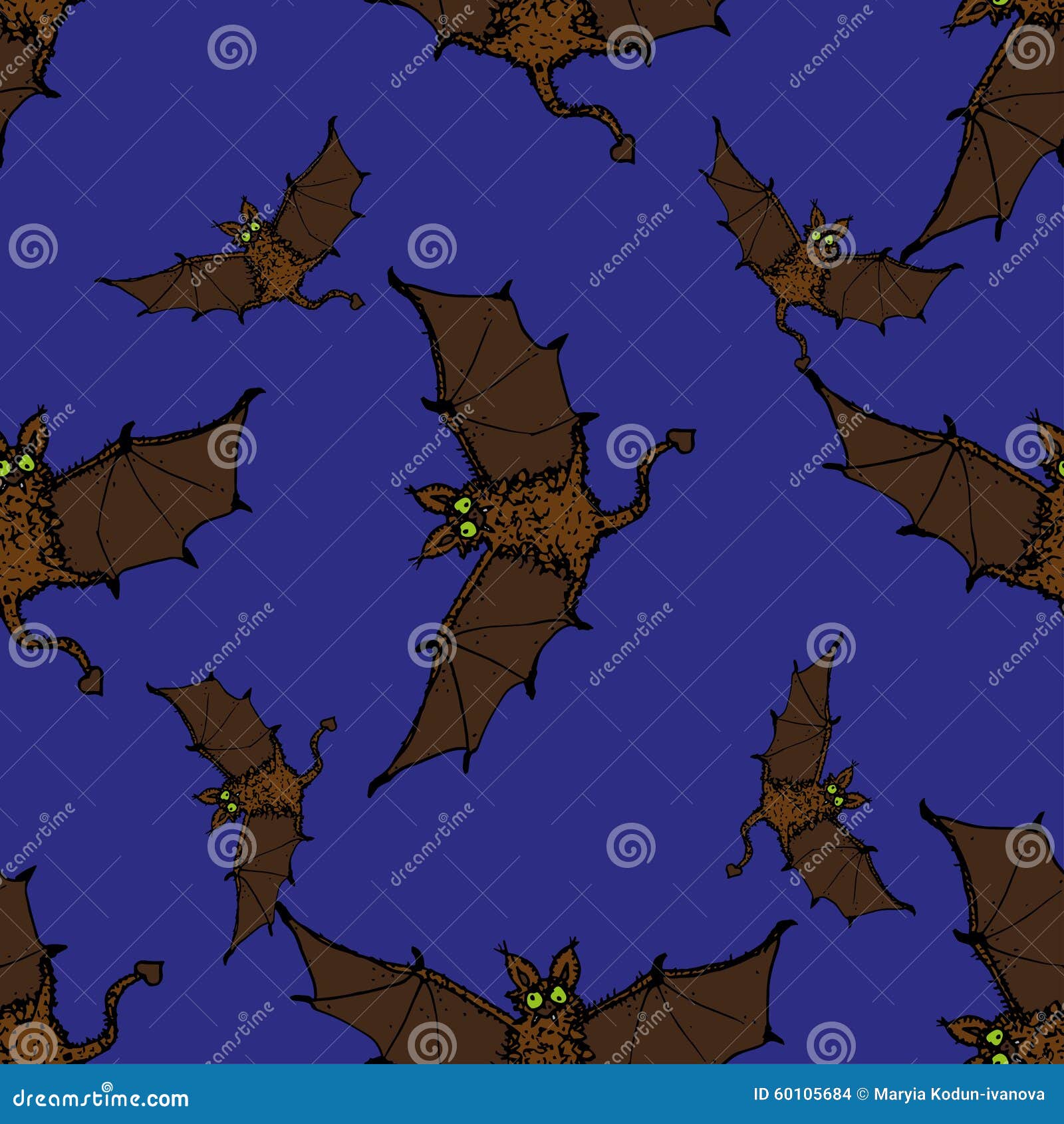 Seamless Pattern with Colored Cartoon Bat Stock Vector - Illustration ...
