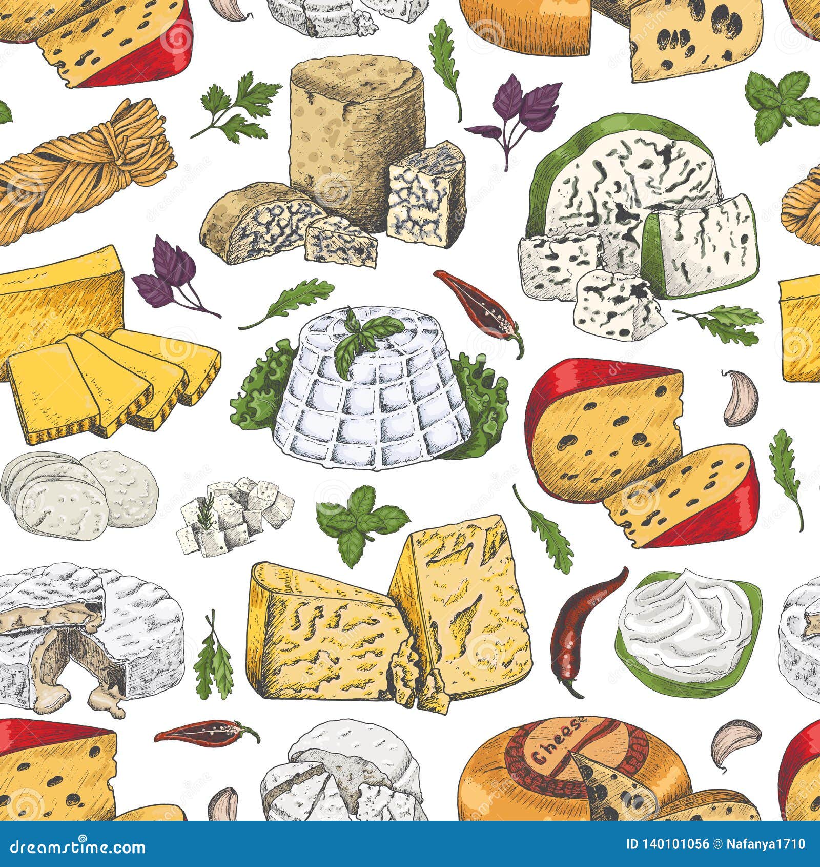 Seamless Pattern with Colored Cheeses Stock Vector - Illustration of ...