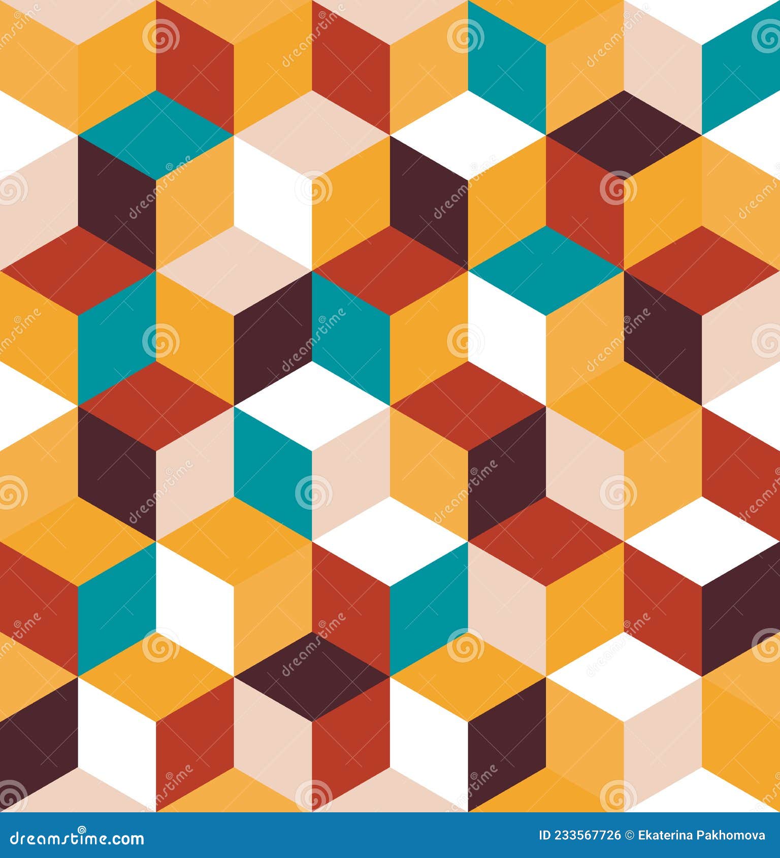 Seamless Pattern Of Colored Cubes Endless Multicolored Cubic Background Stock Vector