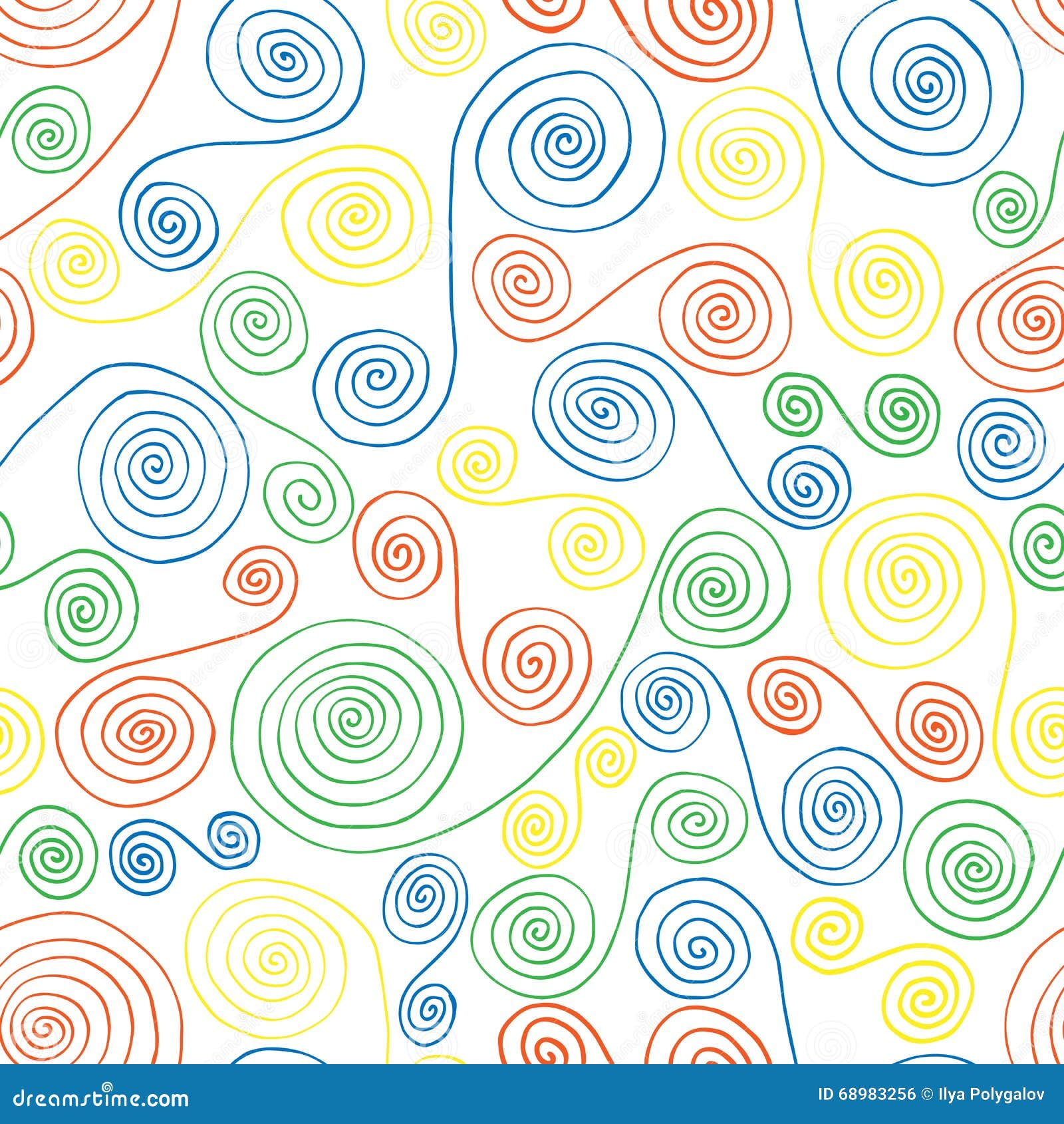 Seamless Pattern of Colored Curlicues Stock Illustration - Illustration ...