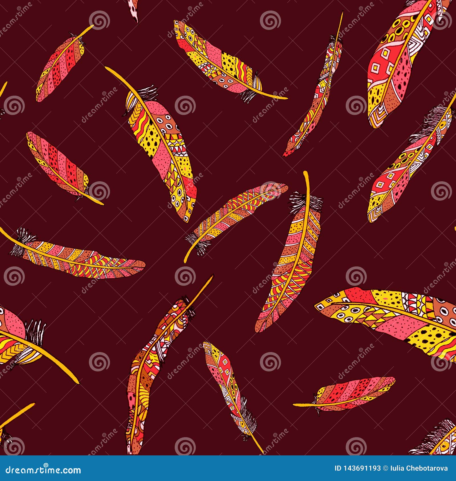 Seamless Pattern with Colored Feathers Stock Illustration ...