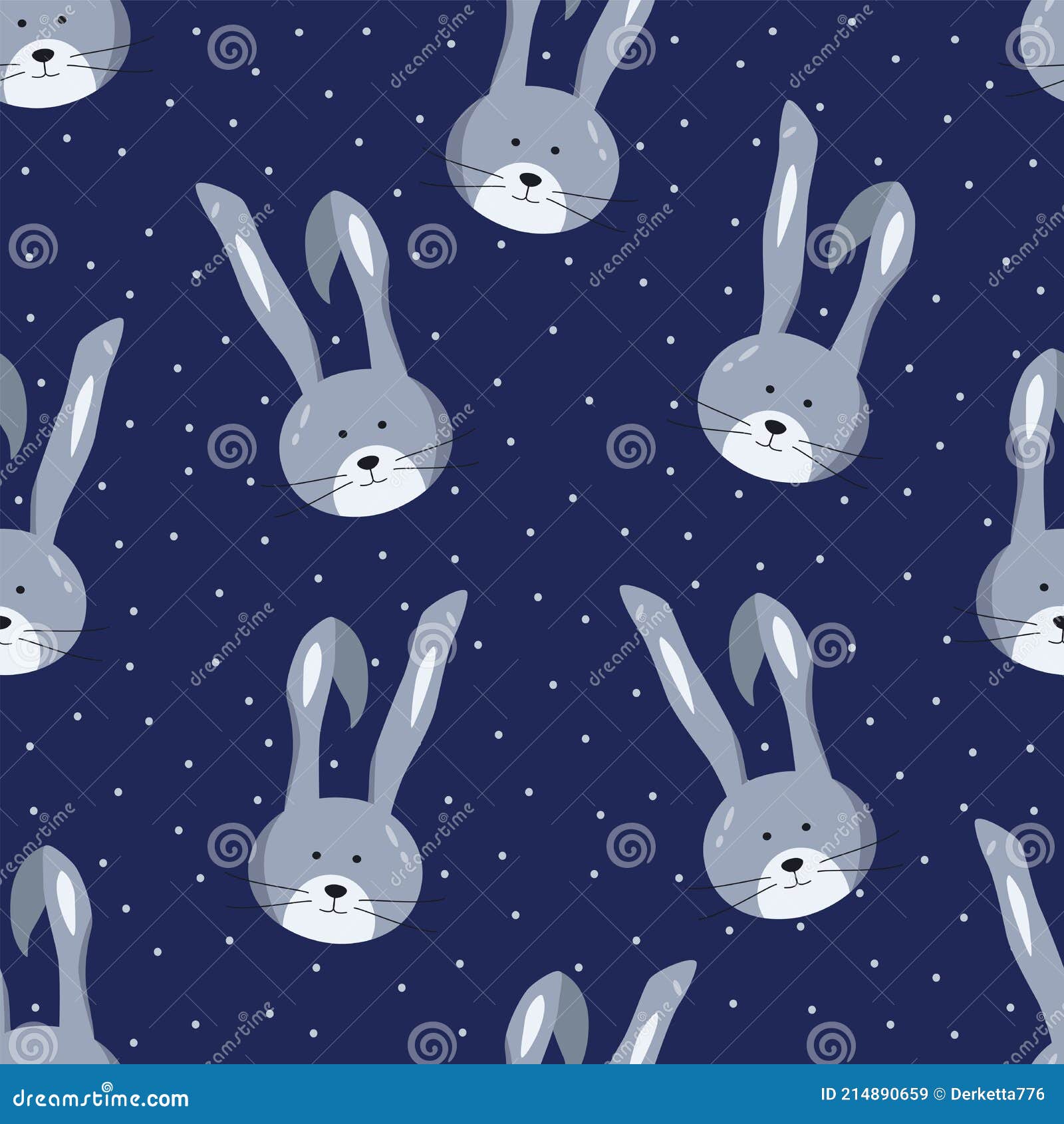 Seamless Pattern of Colored Forest Hare Head. Background Wallpaper for ...