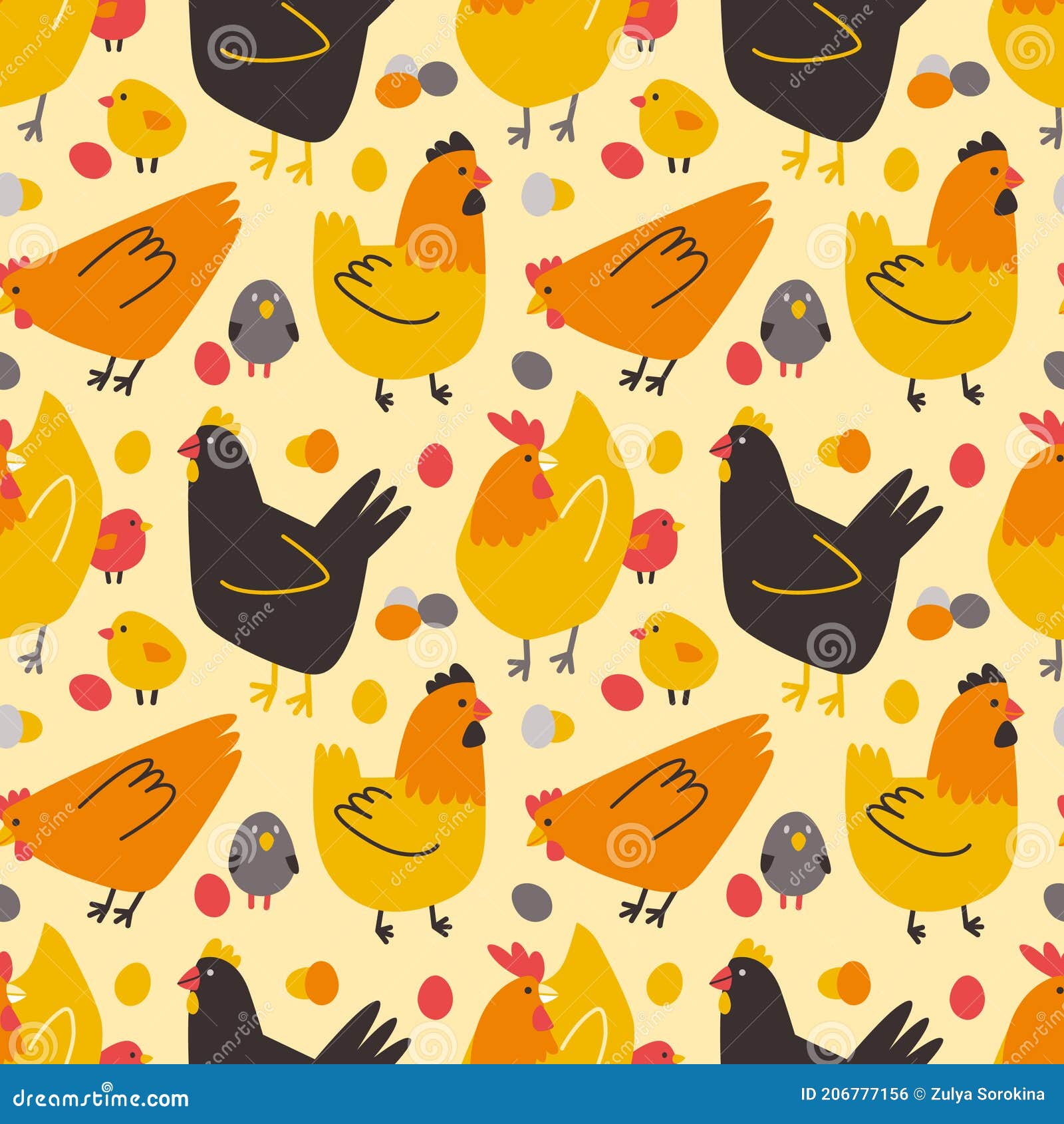 Seamless Chicken And Egg Repeat Pattern Cartoon Vector | CartoonDealer ...