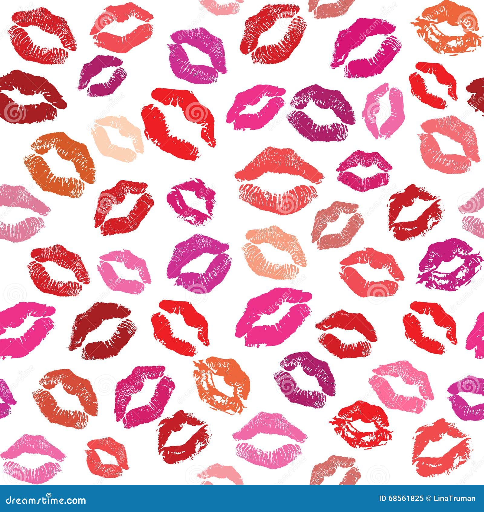 Seamless Pattern with Colored Lipstick Kisses. Imprints of Lips Stock ...