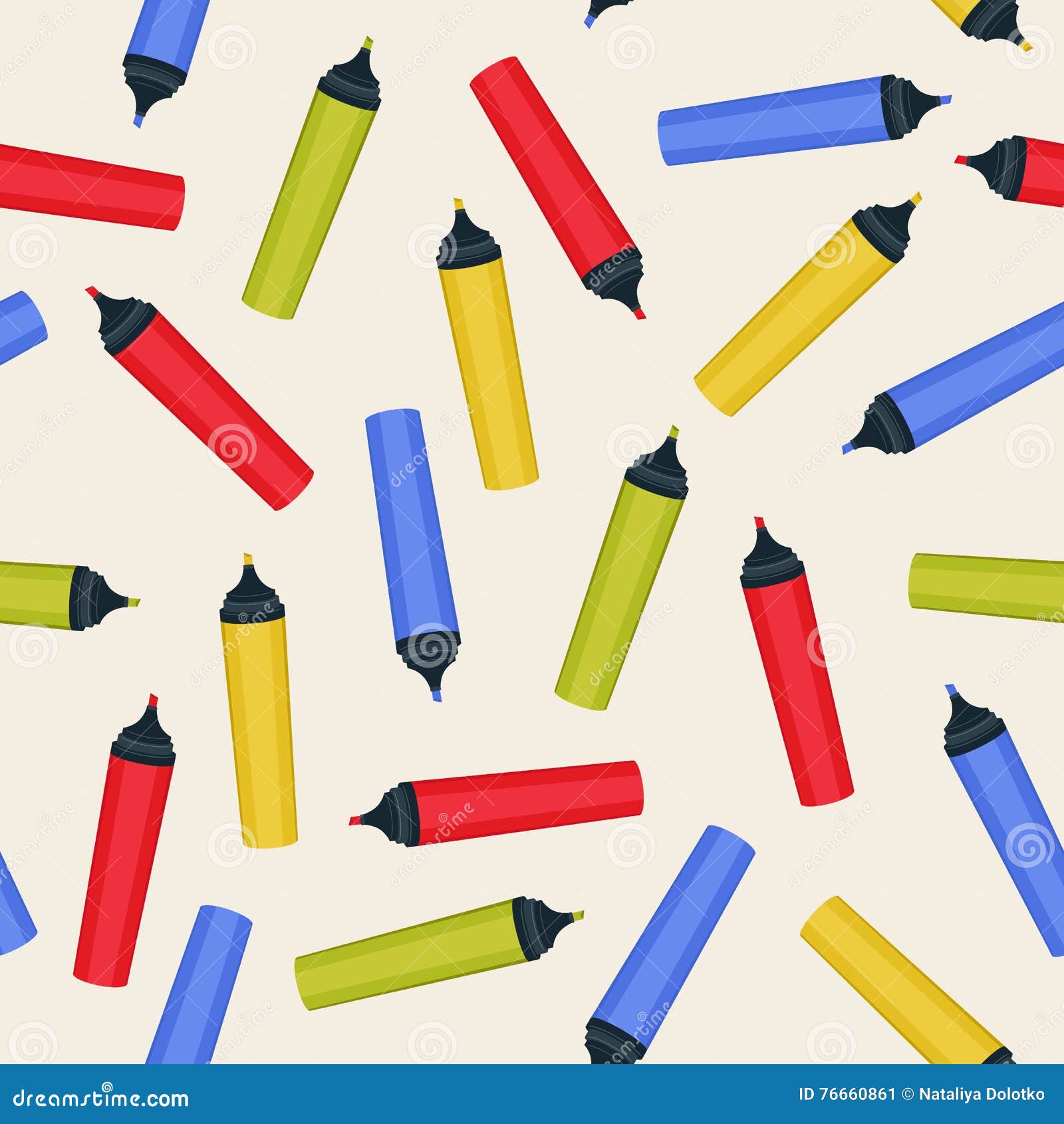 Seamless Pattern with Colored Marker Pens. Stock Vector - Illustration ...