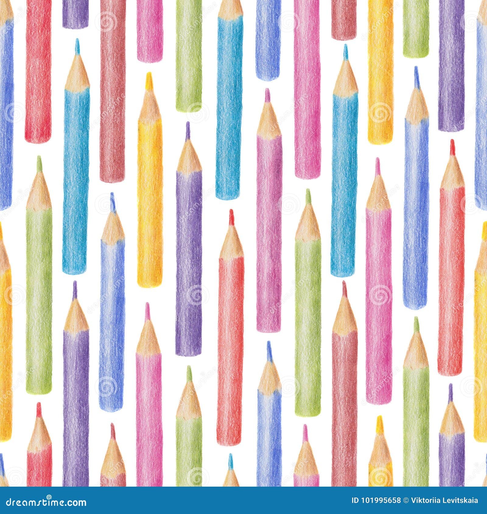 Seamless Pattern with Colored Pencils, Crayons Stock Illustration ...
