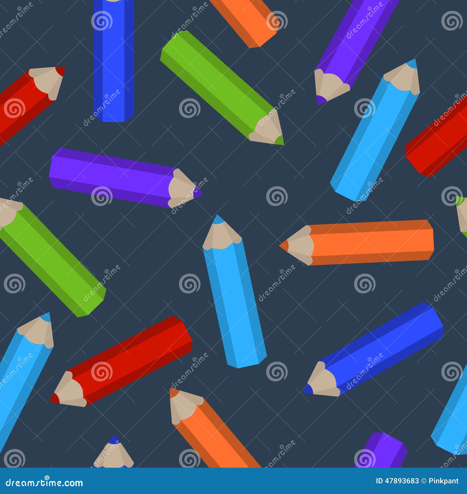 Seamless Pattern of Colored Pencils Scattered Stock Illustration ...