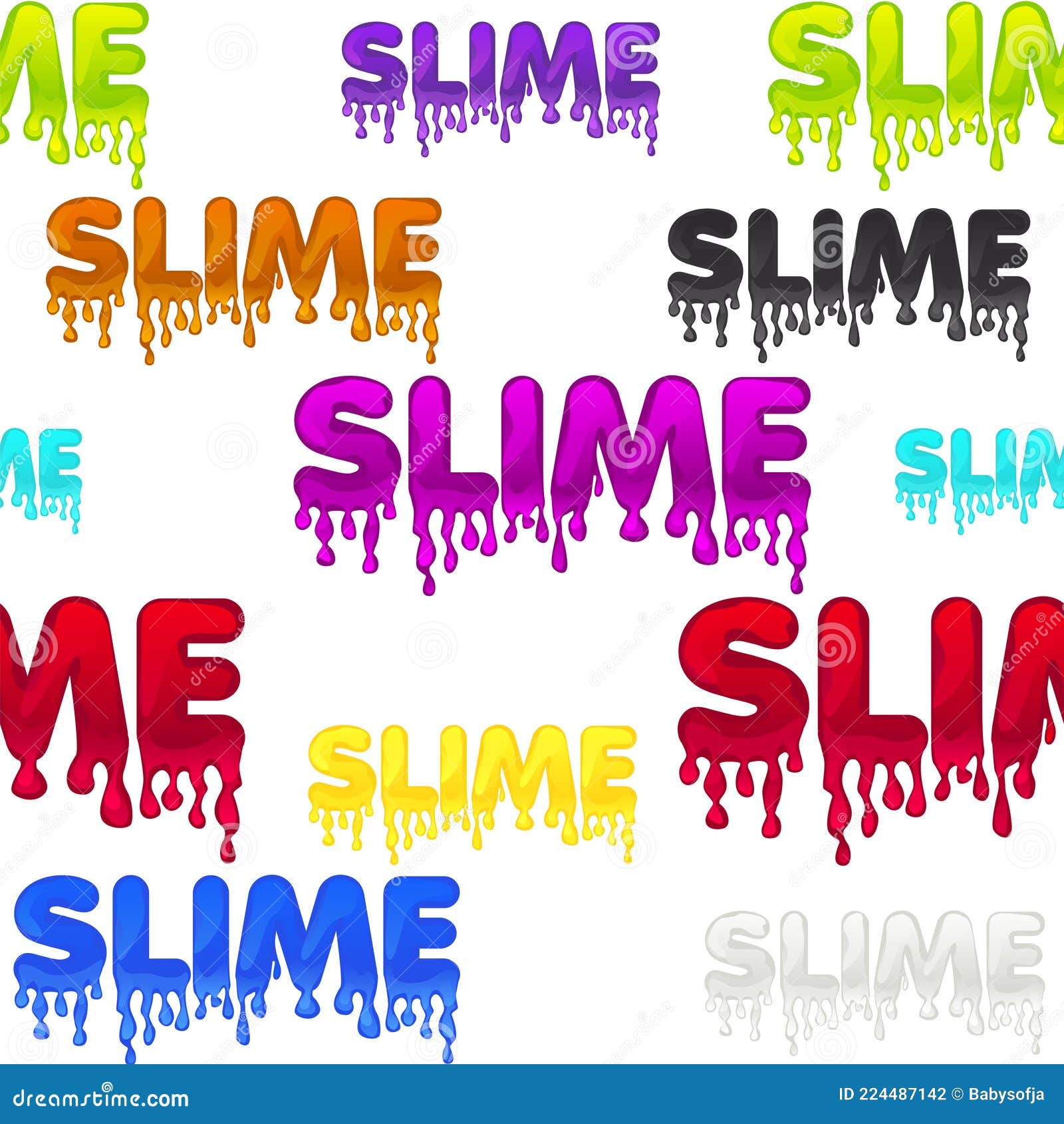 Seamless Pattern Colored Text Slime, White Texture with Sticky ...
