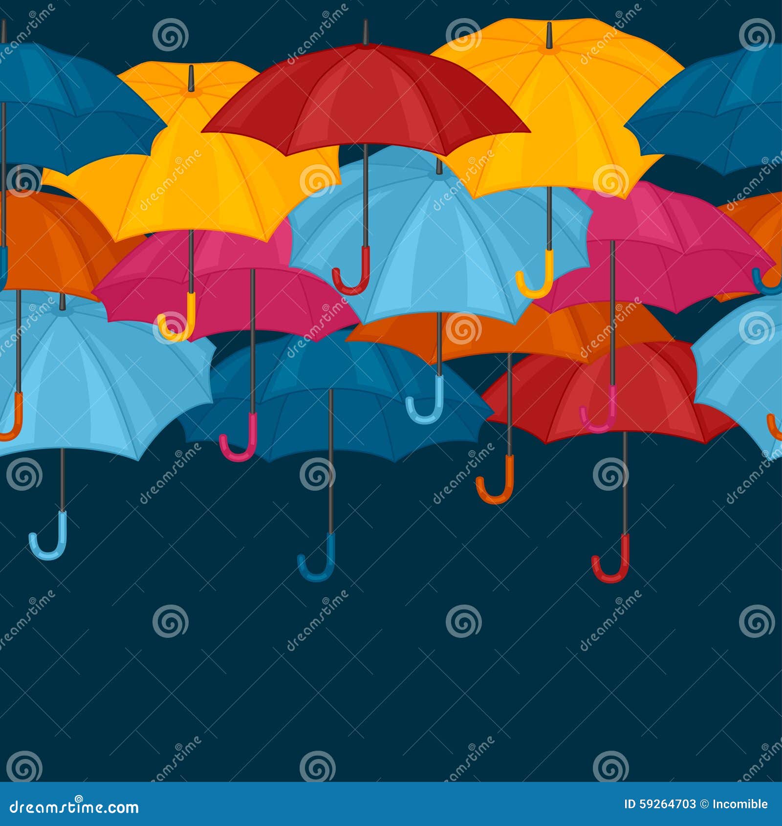Seamless Pattern with Colored Umbrellas for Stock Vector - Illustration ...