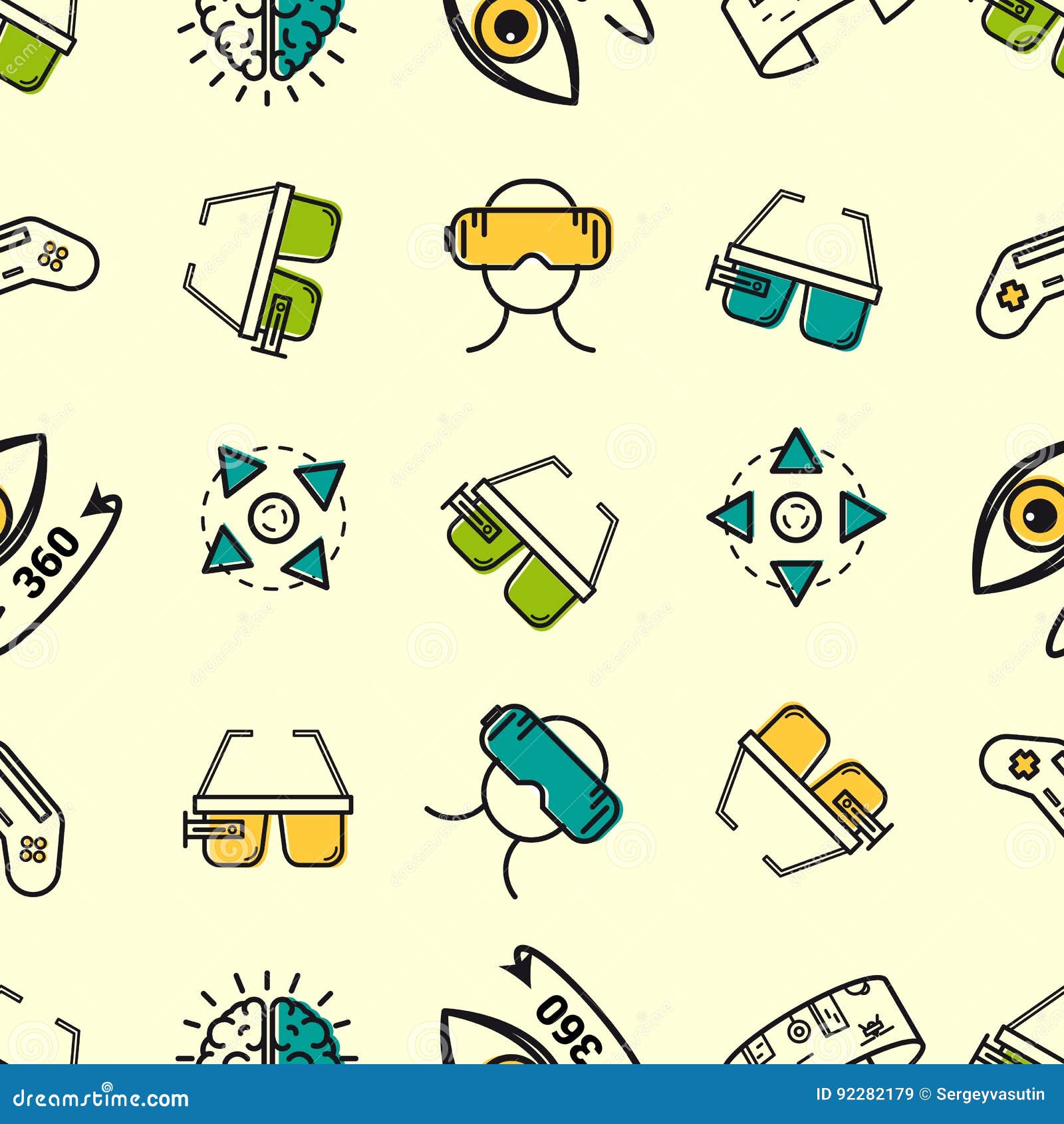 Seamless Pattern with Colored VR Elements Stock Vector - Illustration ...