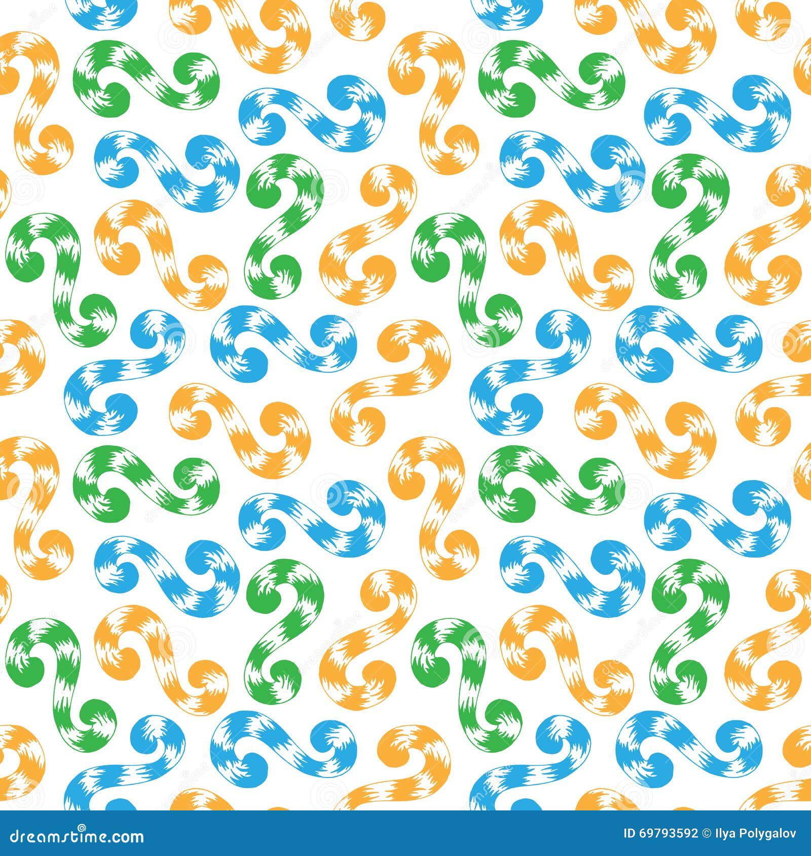 Seamless Pattern of Colored Whorls Curlicues Stock Illustration ...