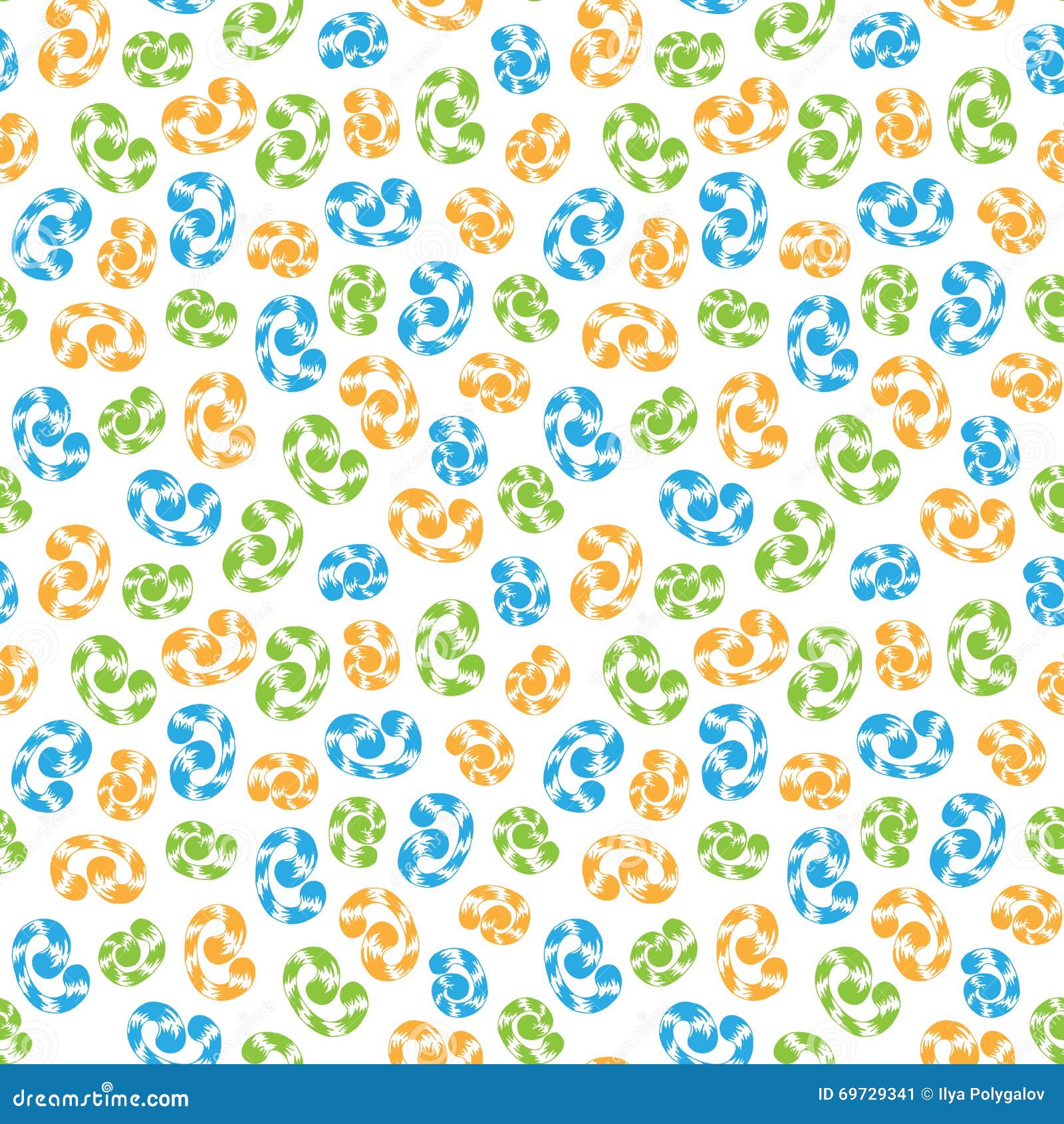 Seamless Pattern of Colored Whorls Curlicues Stock Illustration ...