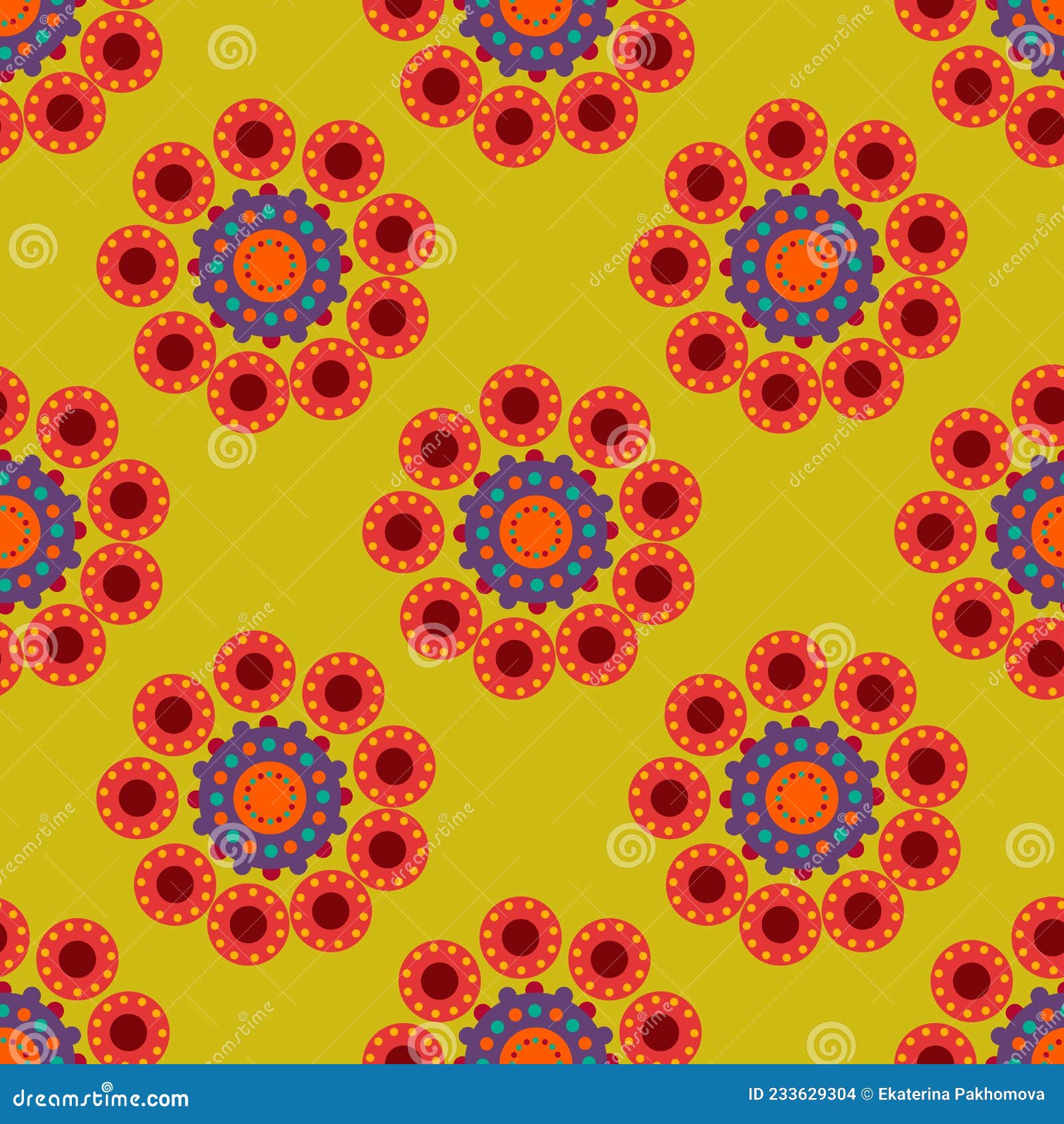 Colorful Abstract Round Geo Seamless Pattern. Polka Dot Geometric ...