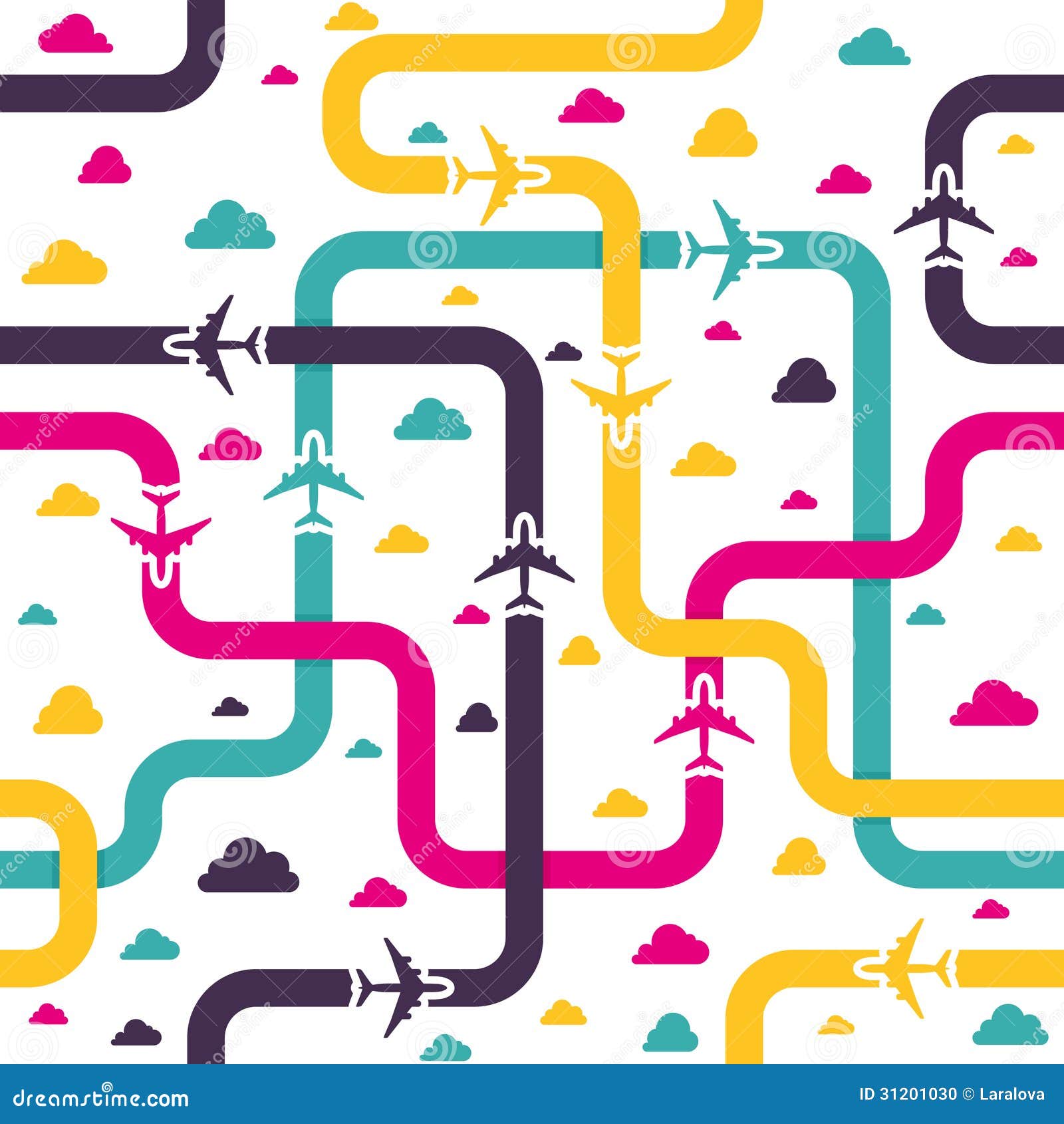 Seamless Pattern with Colorful Airplanes Stock Vector - Illustration of ...