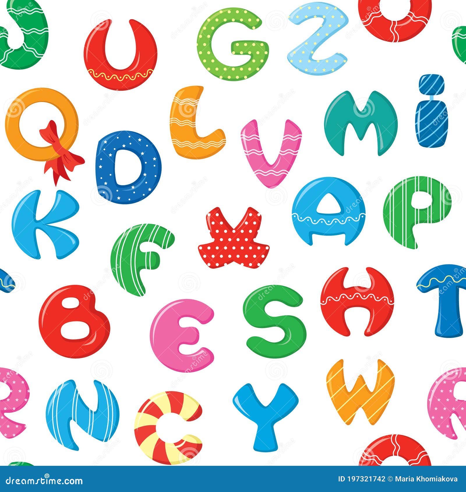 Seamless Pattern Colorful Alphabet Stock Illustration - Illustration of ...