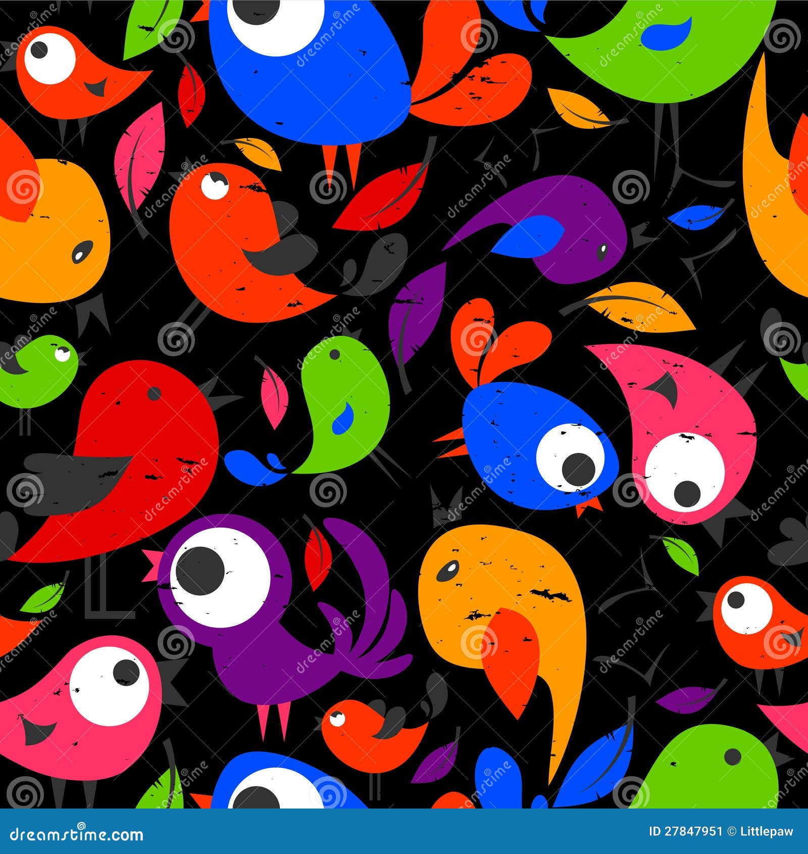 Seamless Pattern with Colorful Birds Stock Vector - Illustration of ...