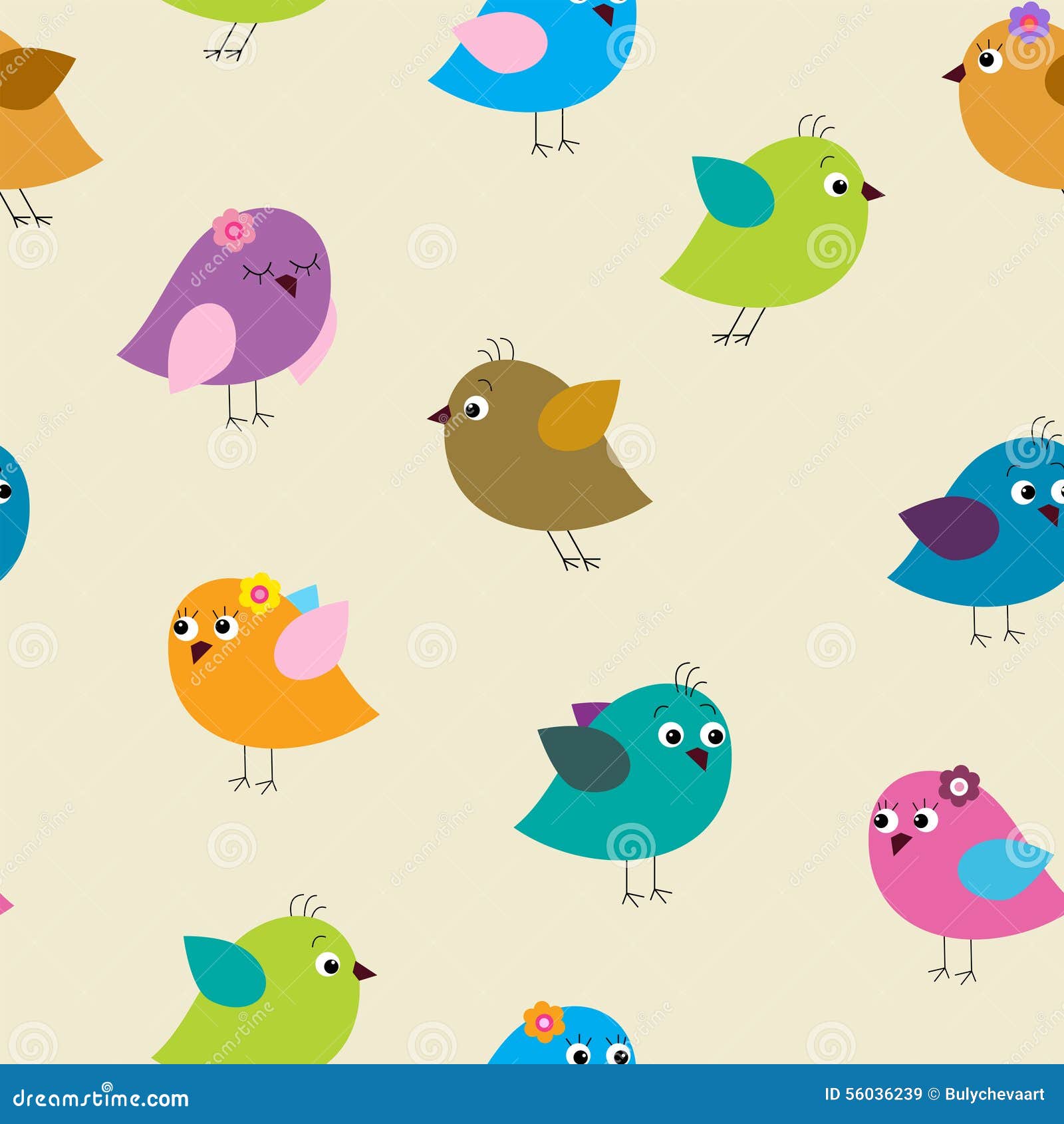 Seamless Pattern with Colorful Birds Birds Stock Vector - Illustration ...