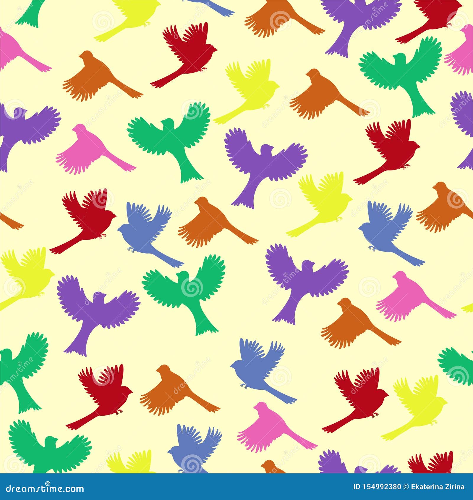 Seamless Pattern with Colorful Birds. Vector Graphics Stock ...
