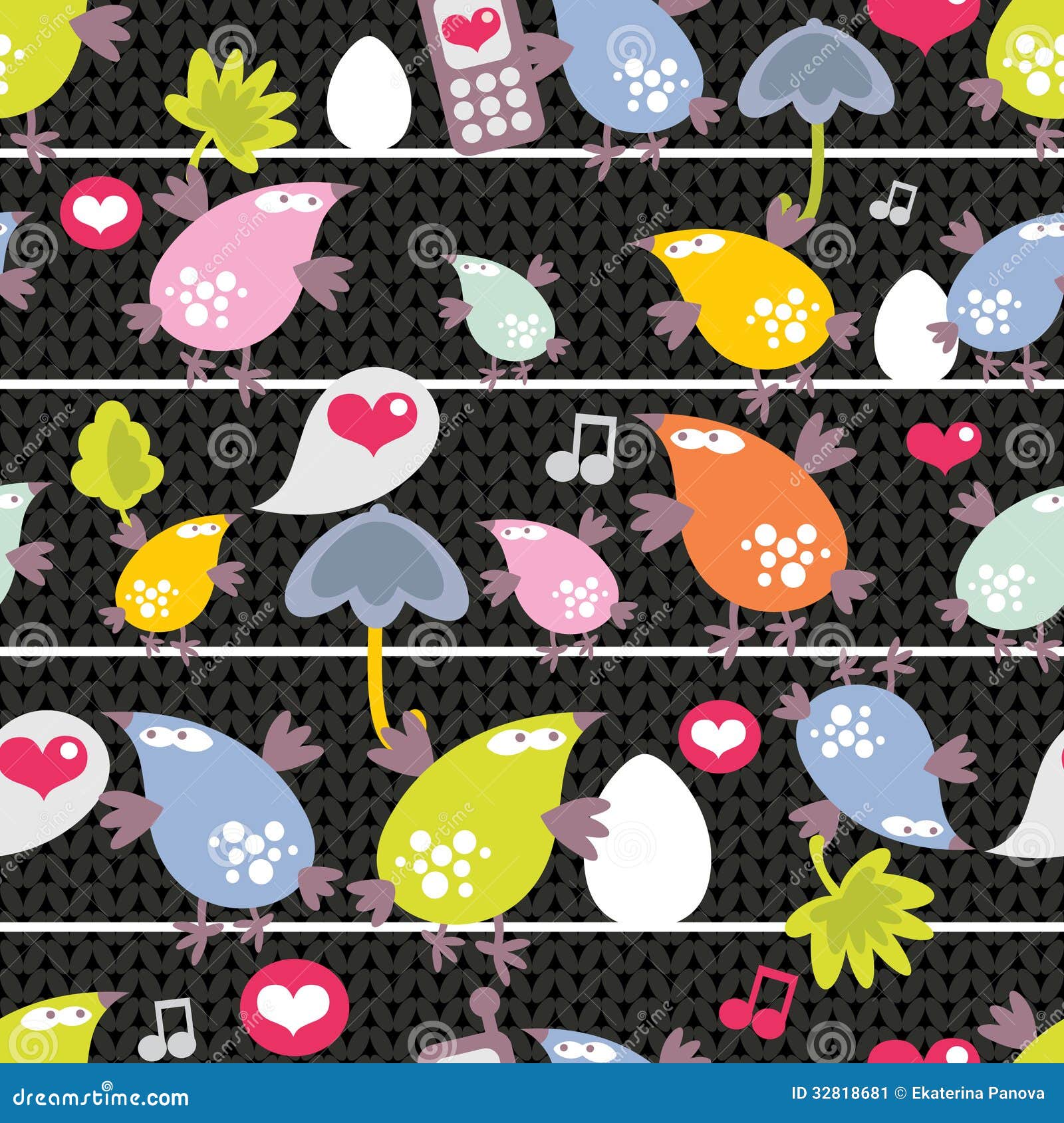 Seamless Pattern of Colorful Birds. Stock Vector - Illustration of ...