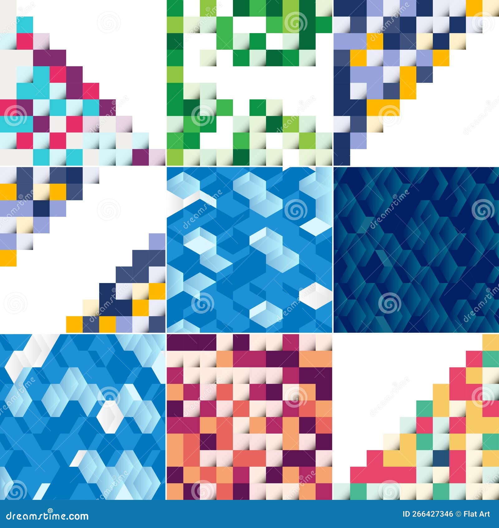 Seamless Pattern of Colorful Blocks with a Shadow Effect EPS10 Vector ...
