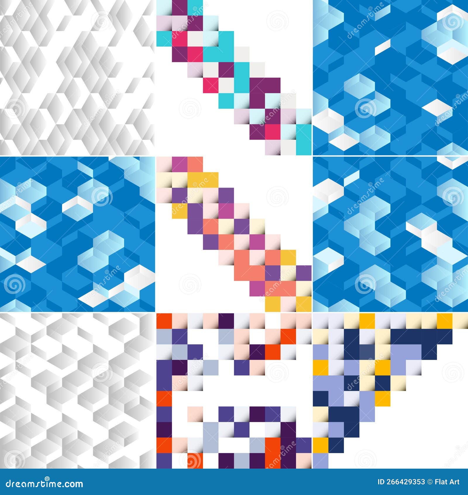 Seamless Pattern of Colorful Blocks with a Shadow Effect EPS10 Vector ...