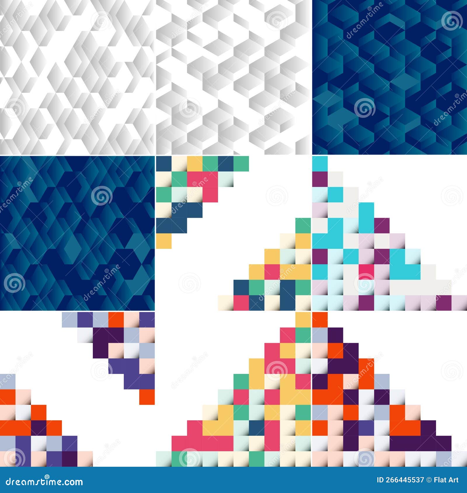 Seamless Pattern of Colorful Blocks with a Shadow Effect EPS10 Vector ...