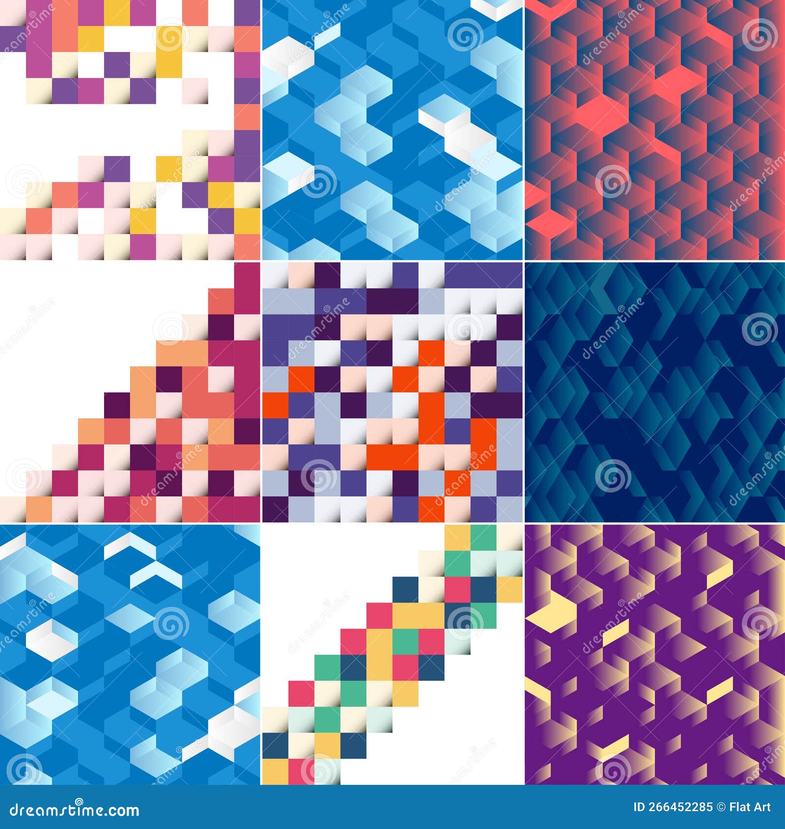 Seamless Pattern of Colorful Blocks with a Shadow Effect EPS10 Vector ...