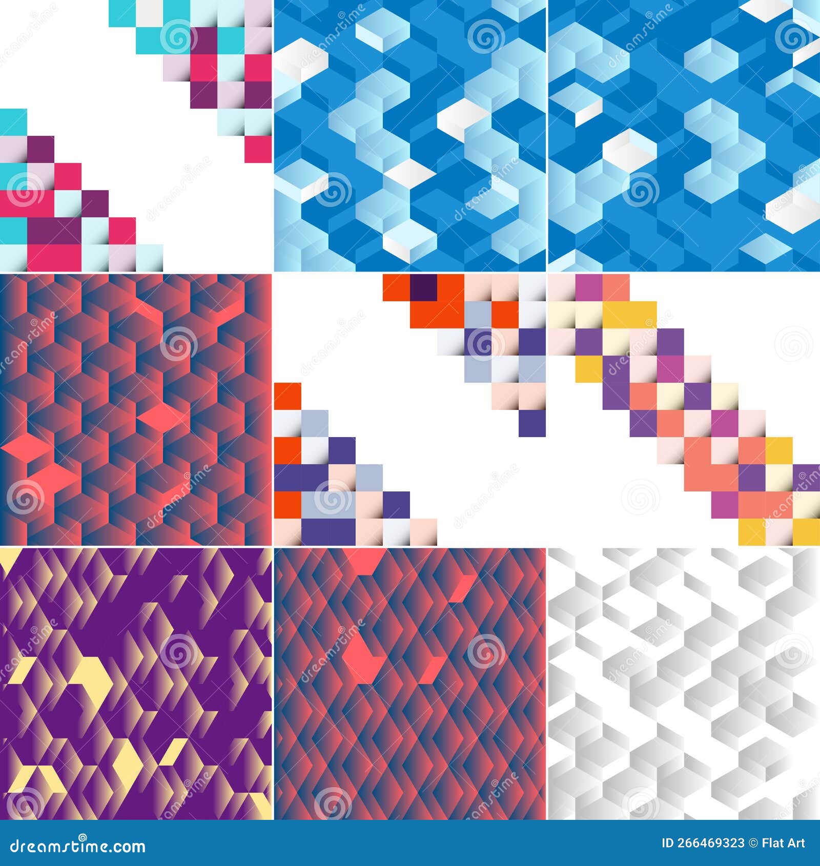 Seamless Pattern of Colorful Blocks with a Shadow Effect EPS10 Vector ...