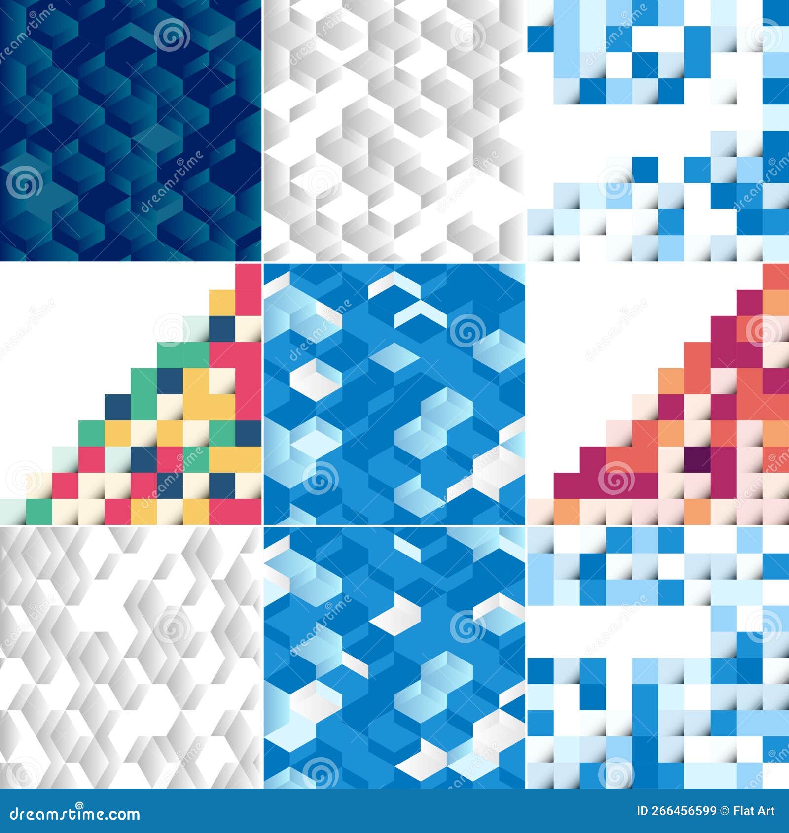 Seamless Pattern of Colorful Blocks with a Shadow Effect EPS10 Vector ...