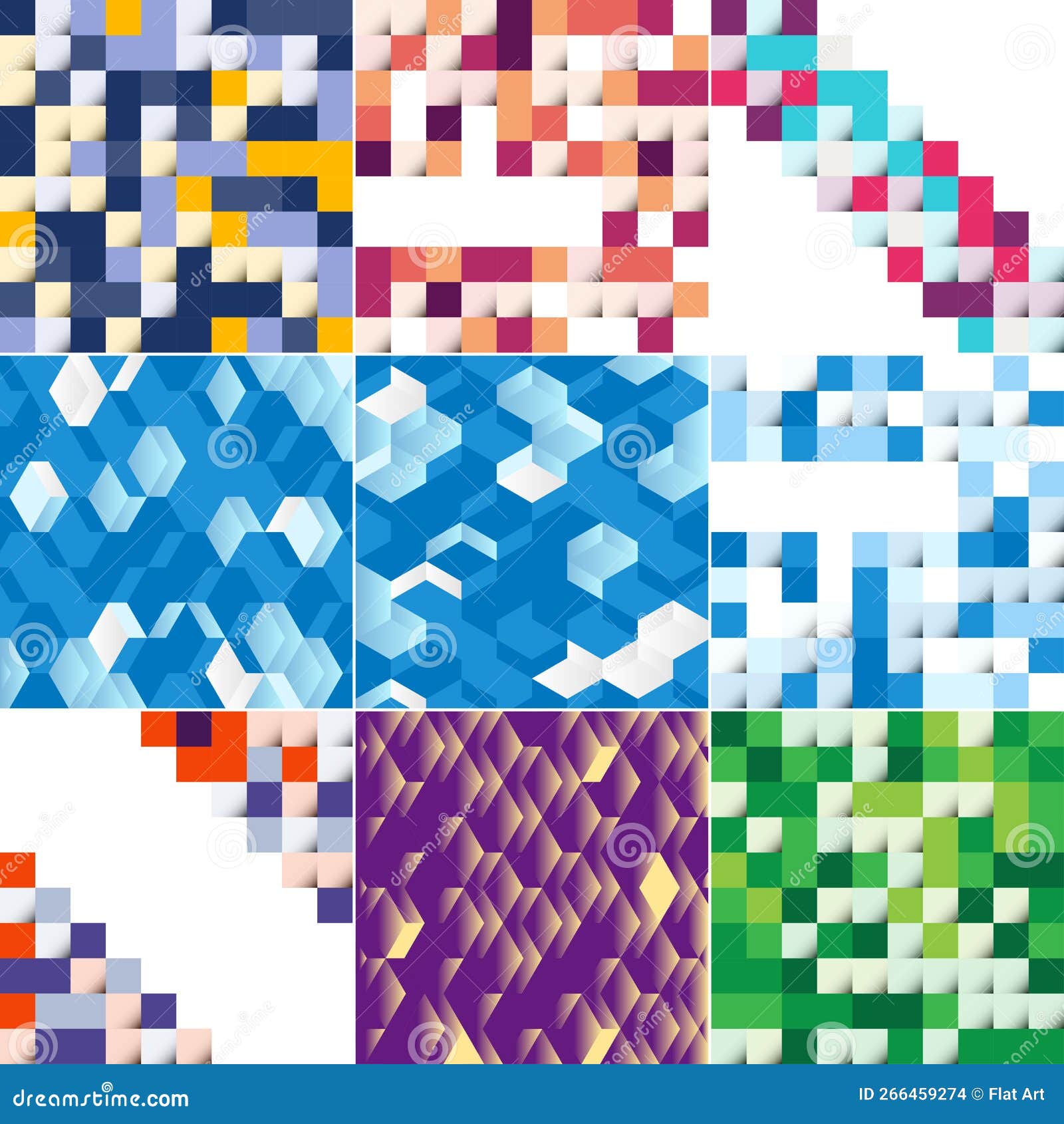 Seamless Pattern of Colorful Blocks with a Shadow Effect EPS10 Vector ...