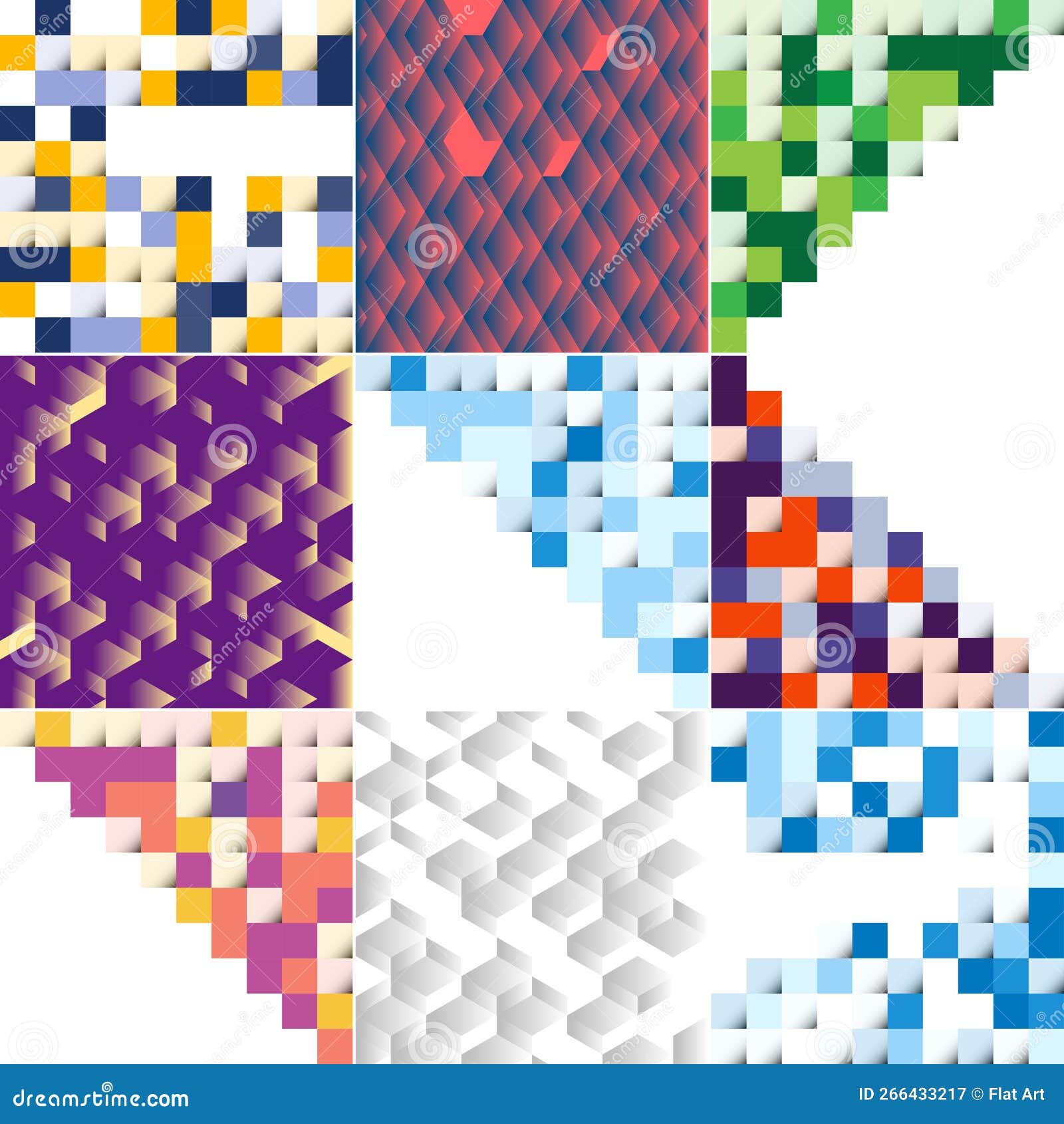 Seamless Pattern of Colorful Blocks with a Shadow Effect and a Gradient ...