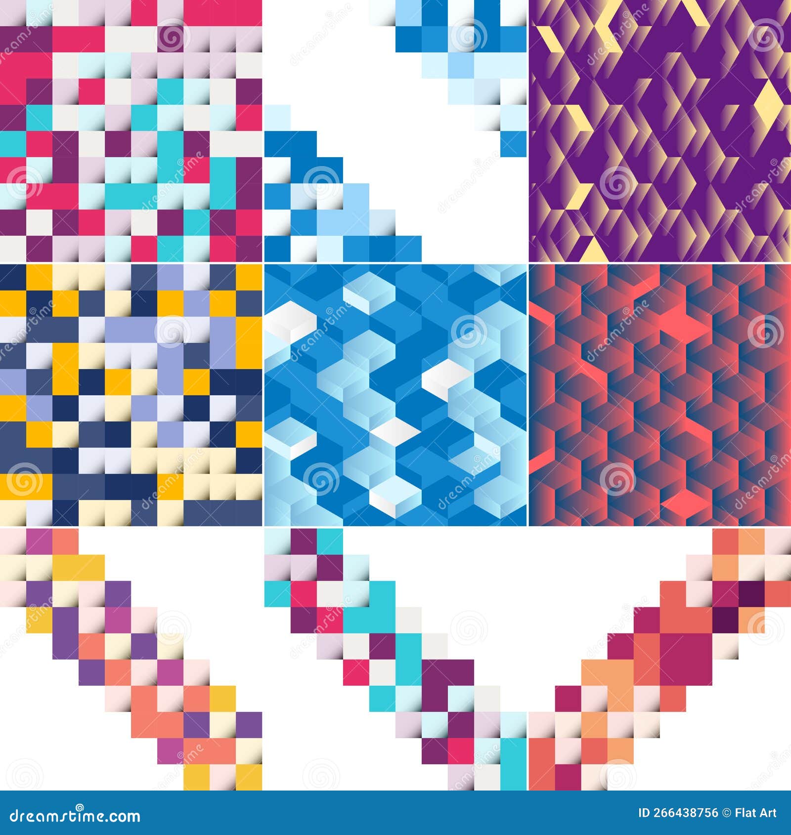 Seamless Pattern of Colorful Blocks with a Shadow Effect and a Gradient ...