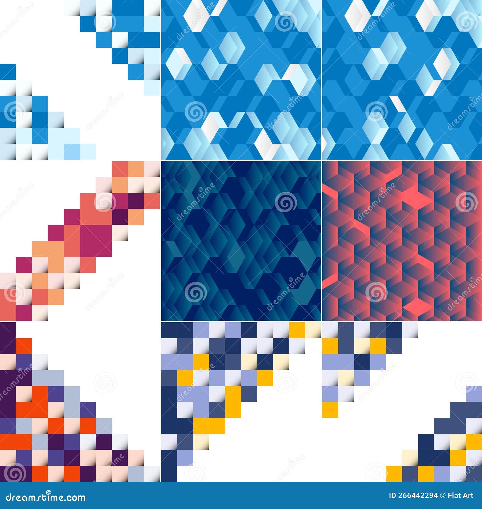 Seamless Pattern of Colorful Blocks with a Shadow Effect and a Gradient ...
