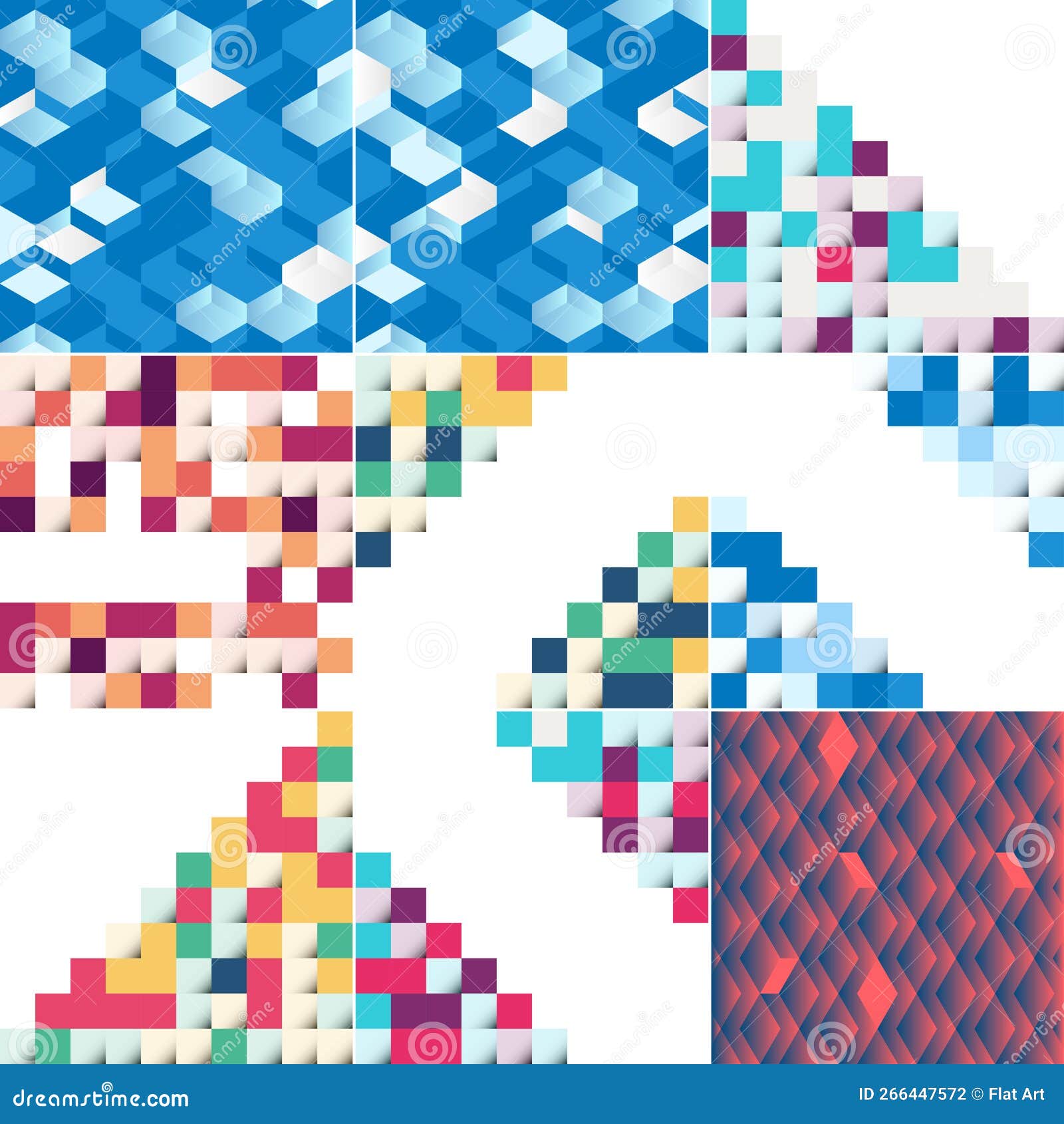Seamless Pattern of Colorful Blocks with a Shadow Effect and a Gradient Color Scheme EPS10 ...