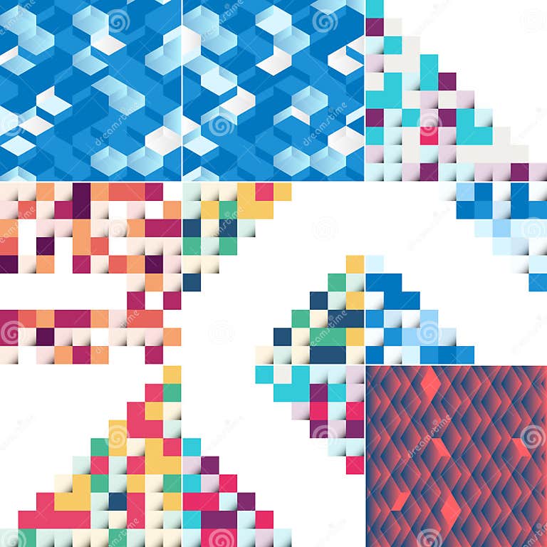 Seamless Pattern of Colorful Blocks with a Shadow Effect and a Gradient ...